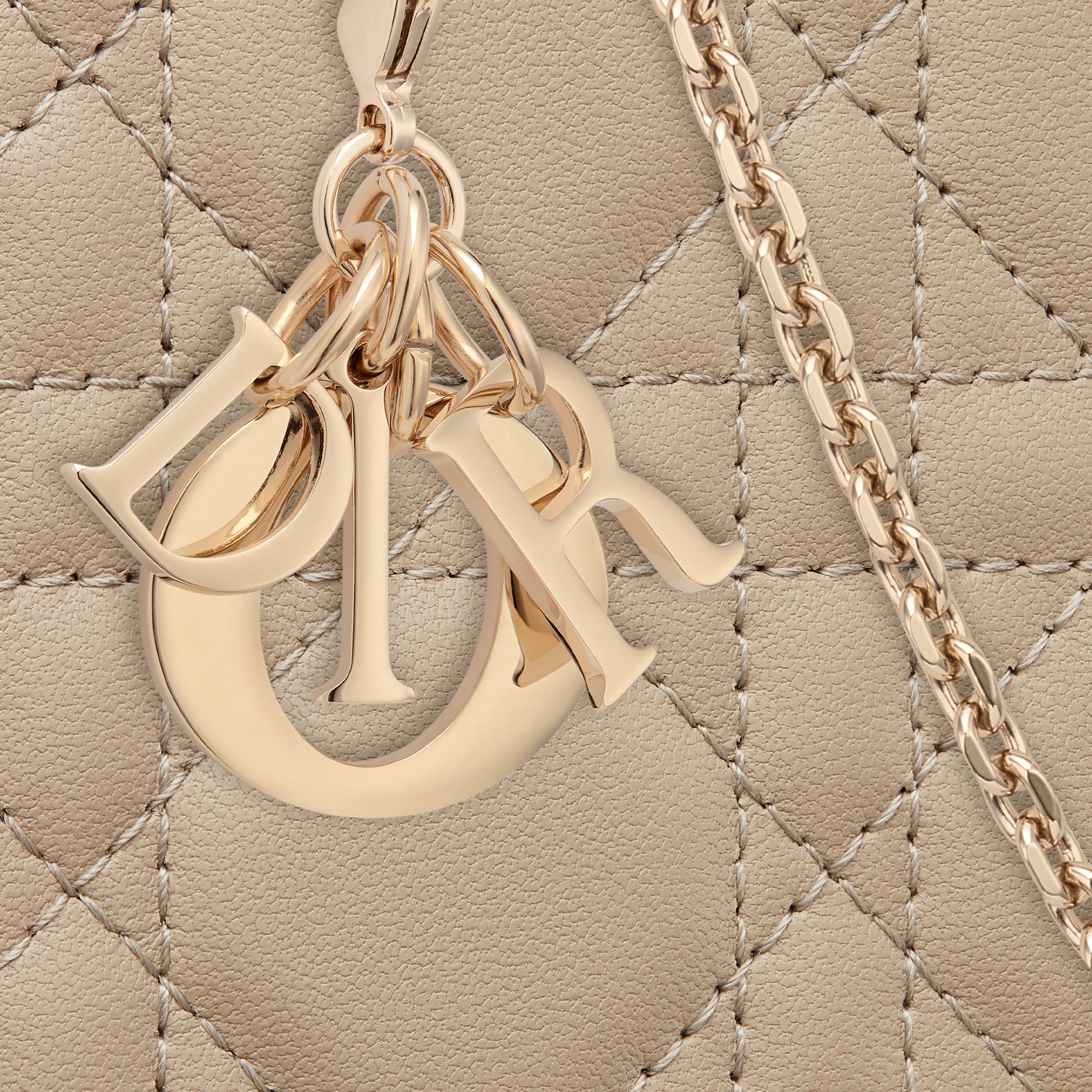 Lady Dior Call'in Dior Phone Holder Sand-Colored Cannage Lambskin | DIOR