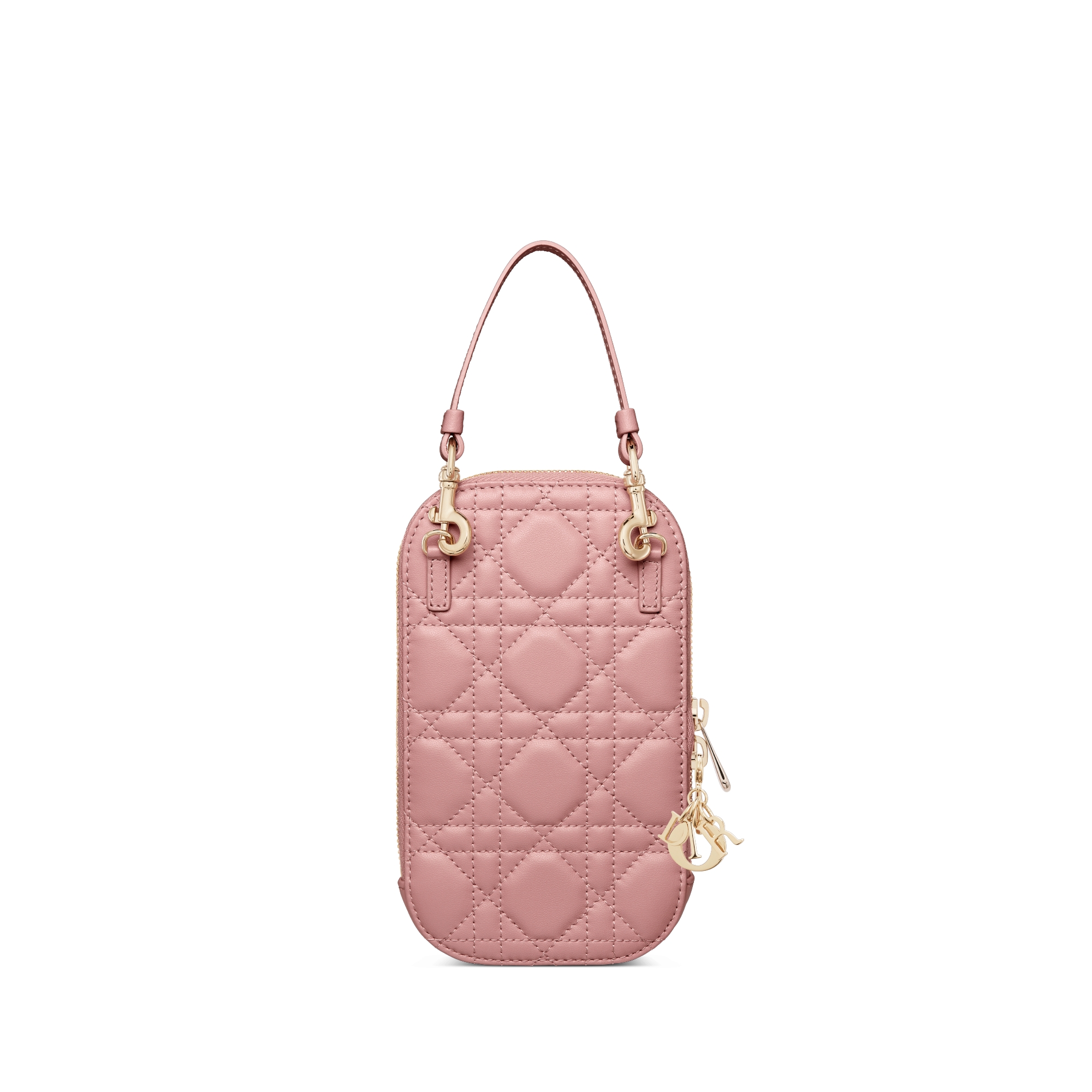 Lady Dior Phone Holder Antique Pink Cannage Lambskin | DIOR