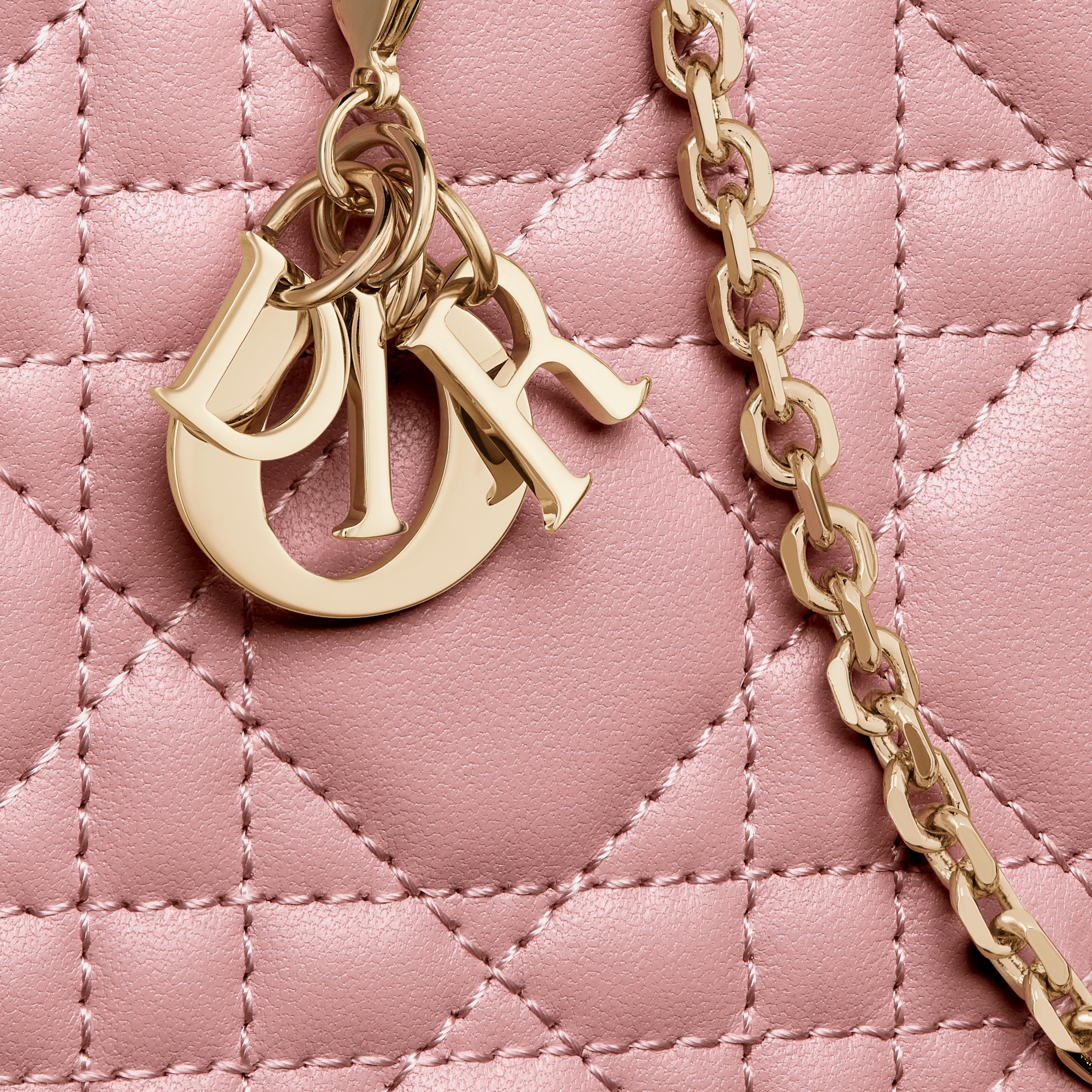 Lady Dior Phone Holder Antique Pink Cannage Lambskin | DIOR