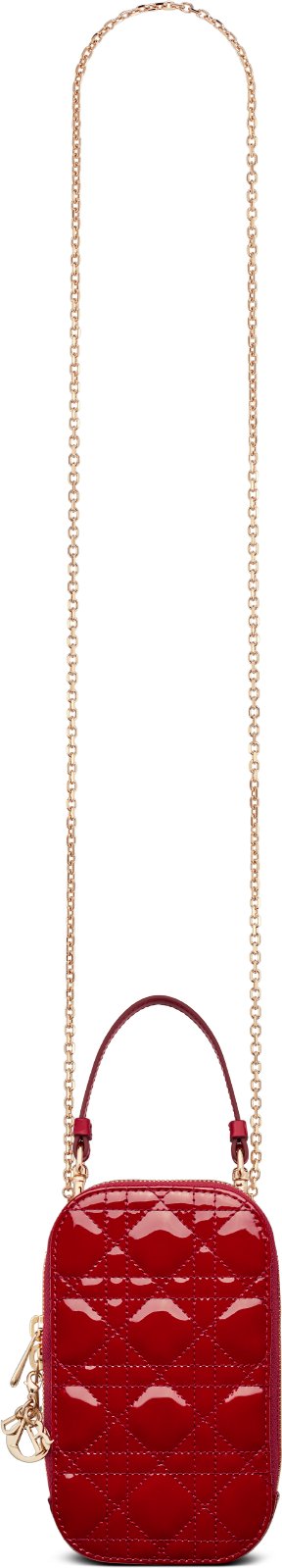 Lady Dior Call'in Dior Phone Holder Cherry Red Patent Cannage Calfskin ...
