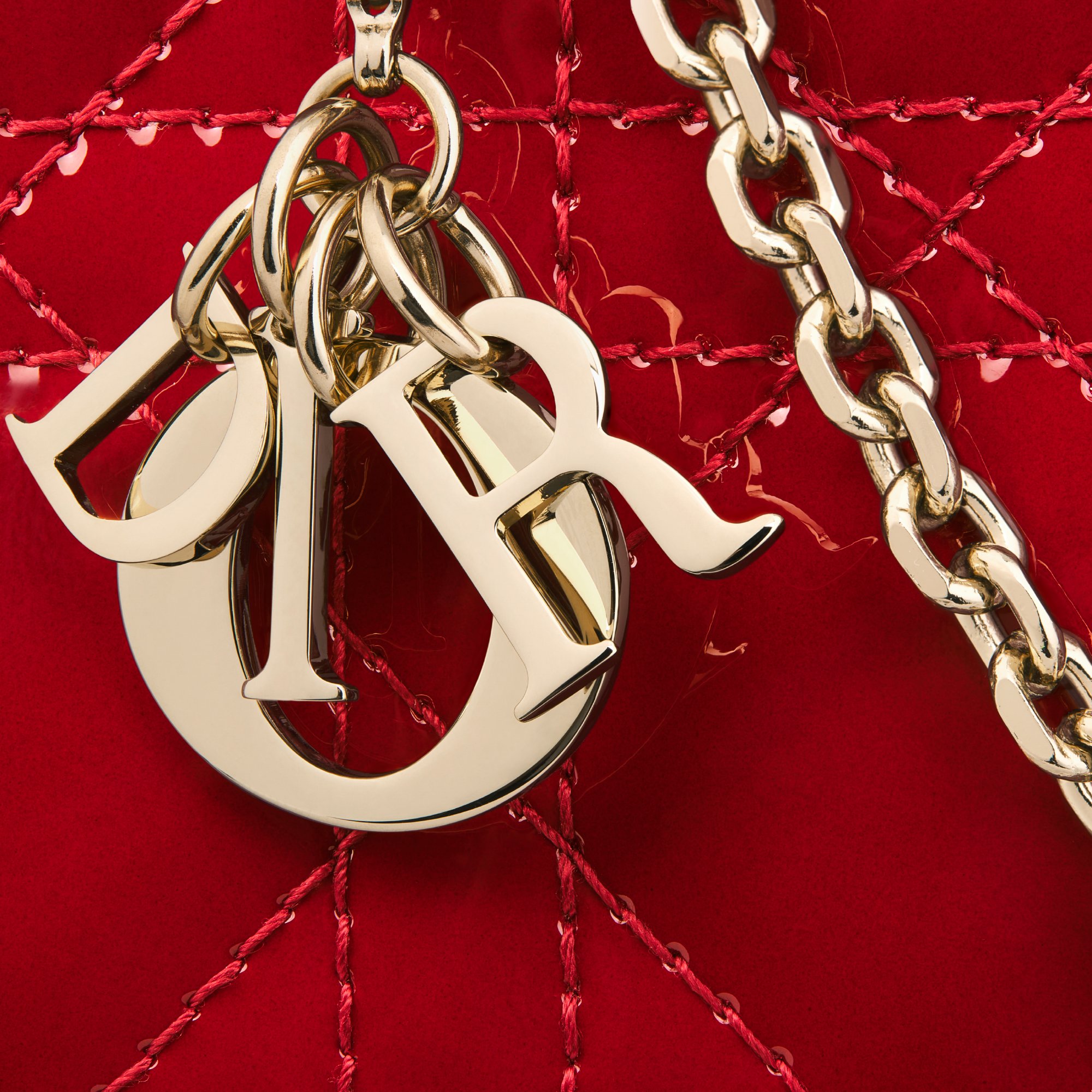 Lady Dior Call'in Dior Phone Holder Cherry Red Patent Cannage Calfskin ...