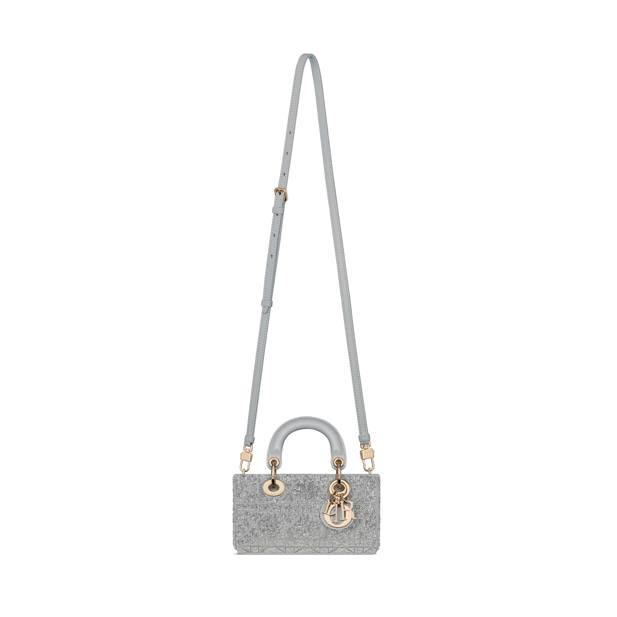Dior Or Lady D-Joy Micro Bag Metallic Silver-Tone Microbead-Embroidered ...