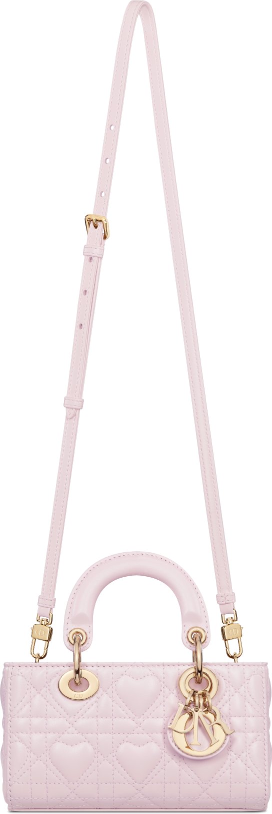 Dioramour Lady D-Joy Micro Bag Pale Pink Cannage Lambskin with Heart ...