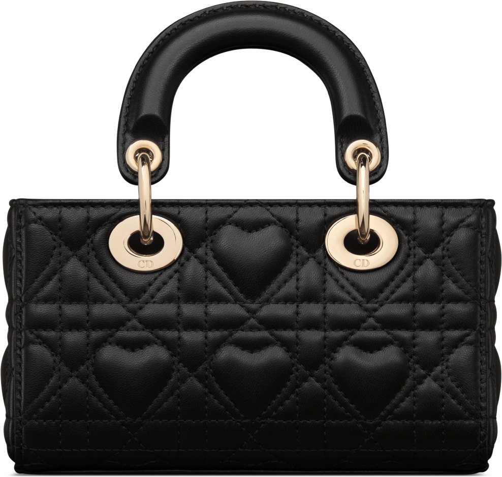 Dioramour Lady D-Joy Micro Bag Black Cannage Lambskin with Heart Motif ...