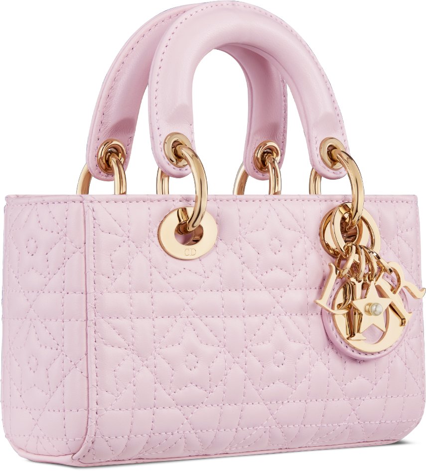Lady D-Joy Micro Bag Pale Pink Cannage Lambskin with Star Motif | DIOR