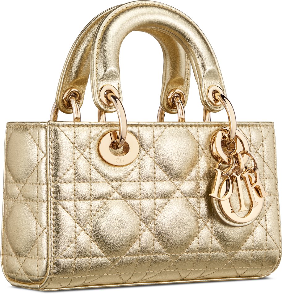Lady D-Joy Micro Bag Metallic Gold-Tone Cannage Calfskin | DIOR