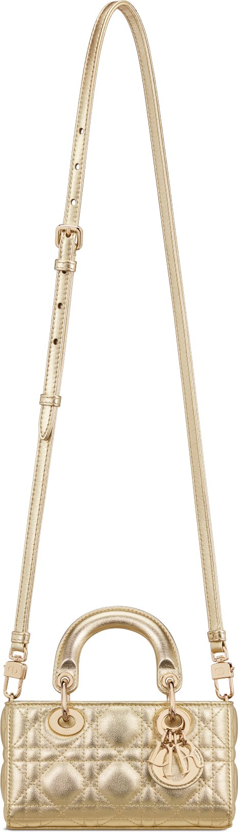 Lady D-Joy Micro Bag Metallic Gold-Tone Cannage Calfskin | DIOR