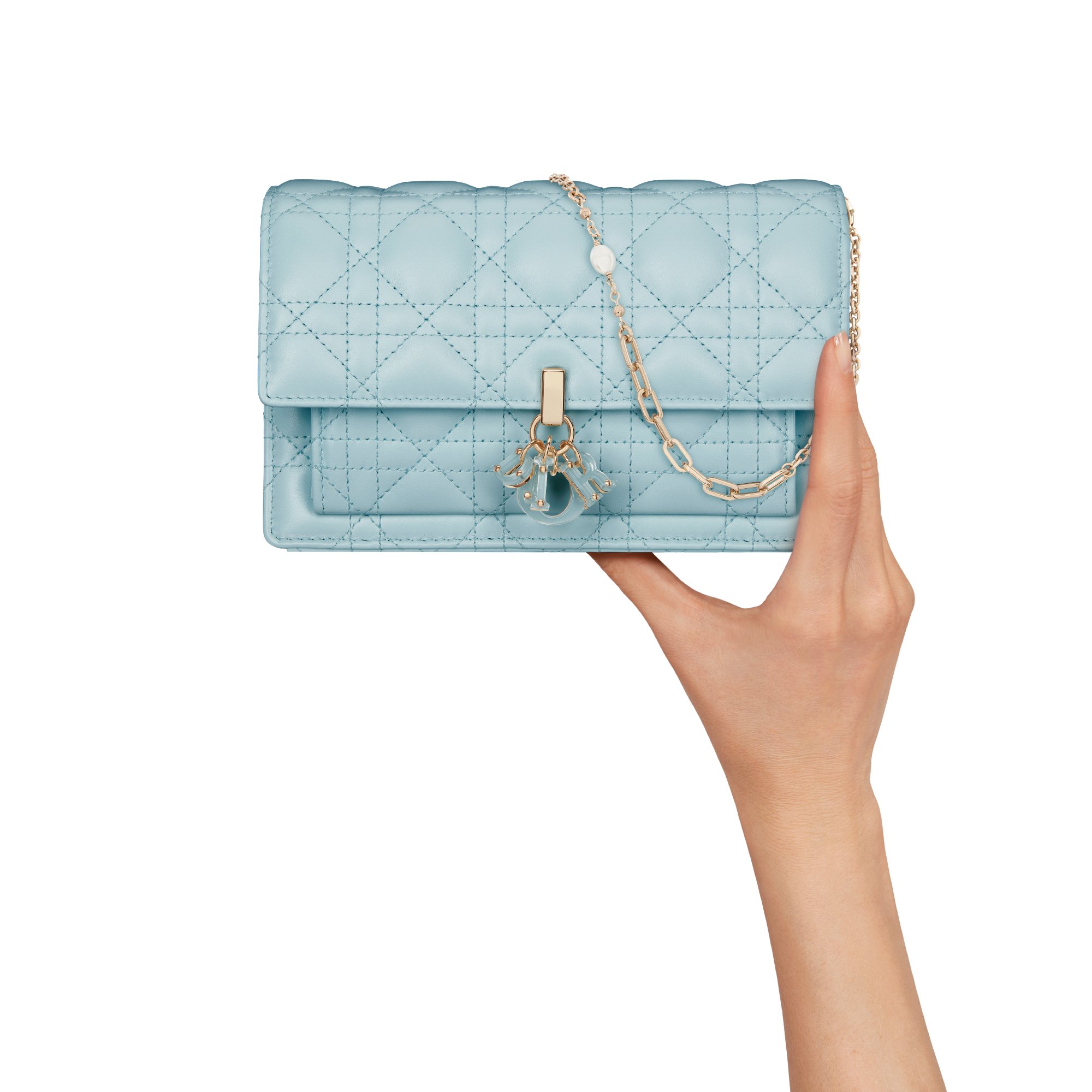My Dior Daily Pouch with Chain Celestial Blue Cannage Lambskin | DIOR