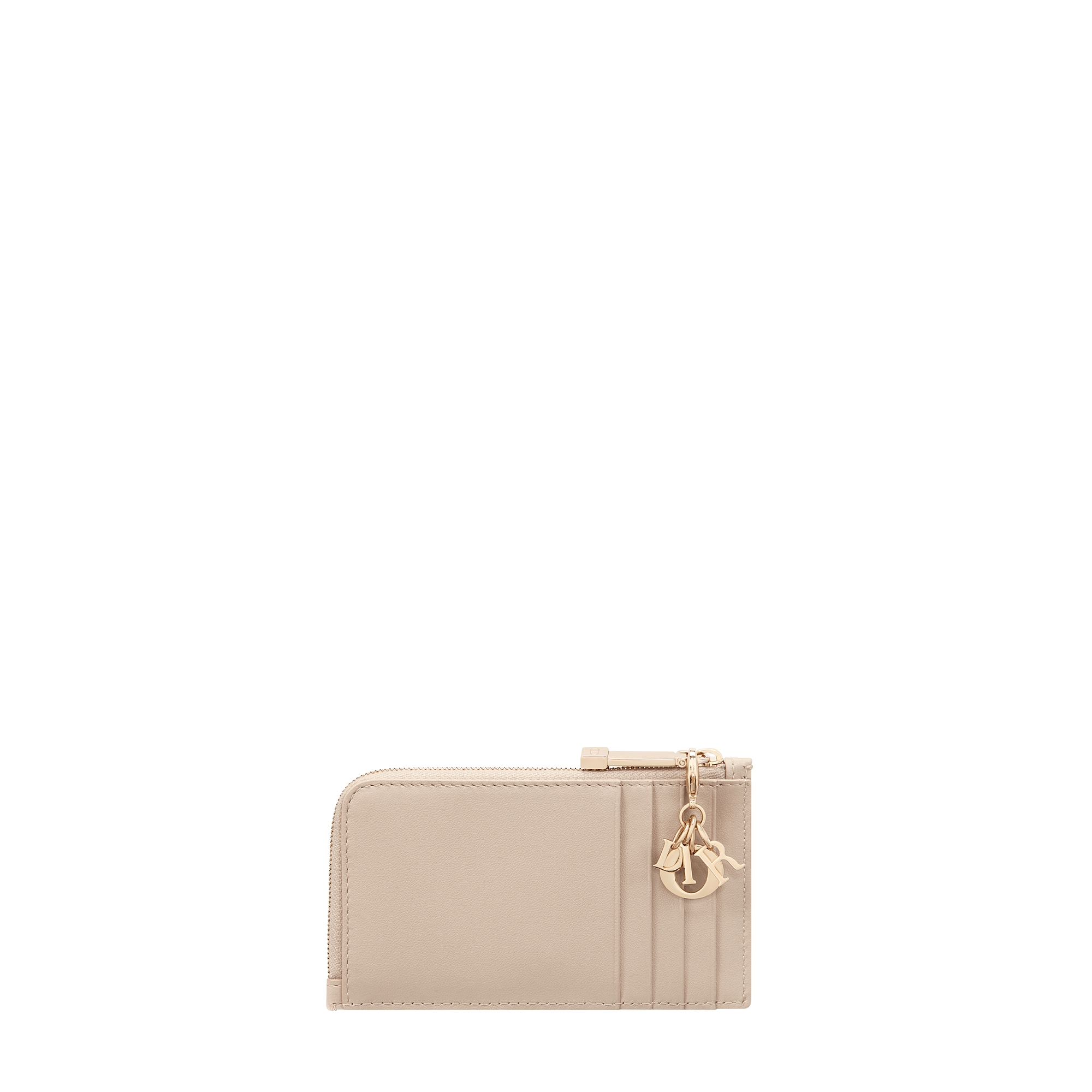 Lady Dior Cosmos Zipped Card Holder Powder Beige Cannage Lambskin | DIOR