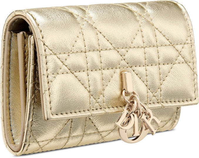 My Dior Glycine Wallet Metallic Gold-Tone Cannage Calfskin | DIOR