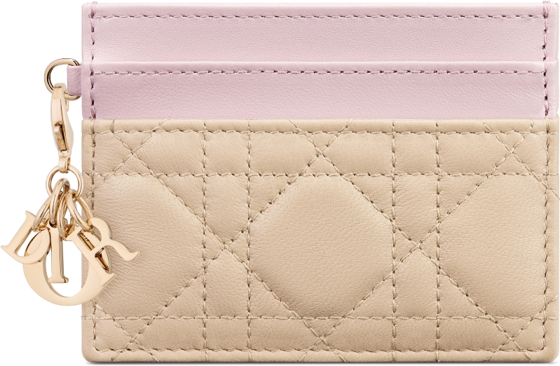 Lady Dior Freesia Card Holder Two-Tone Powder Beige and Pale Pink ...