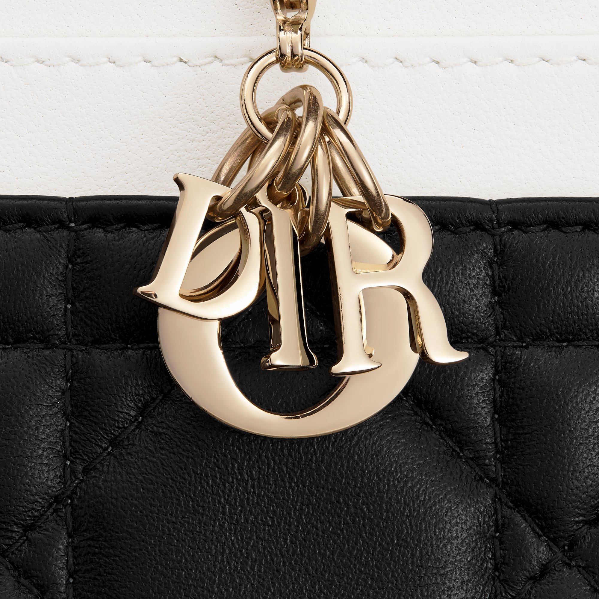 Lady Dior Freesia Card Holder Two-Tone Black and Latte Cannage Lambskin ...