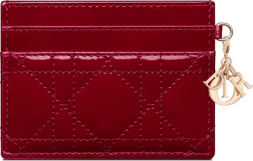 Чехол для банковских карт Lady Dior Freesia Лакированная телячья кожа ...