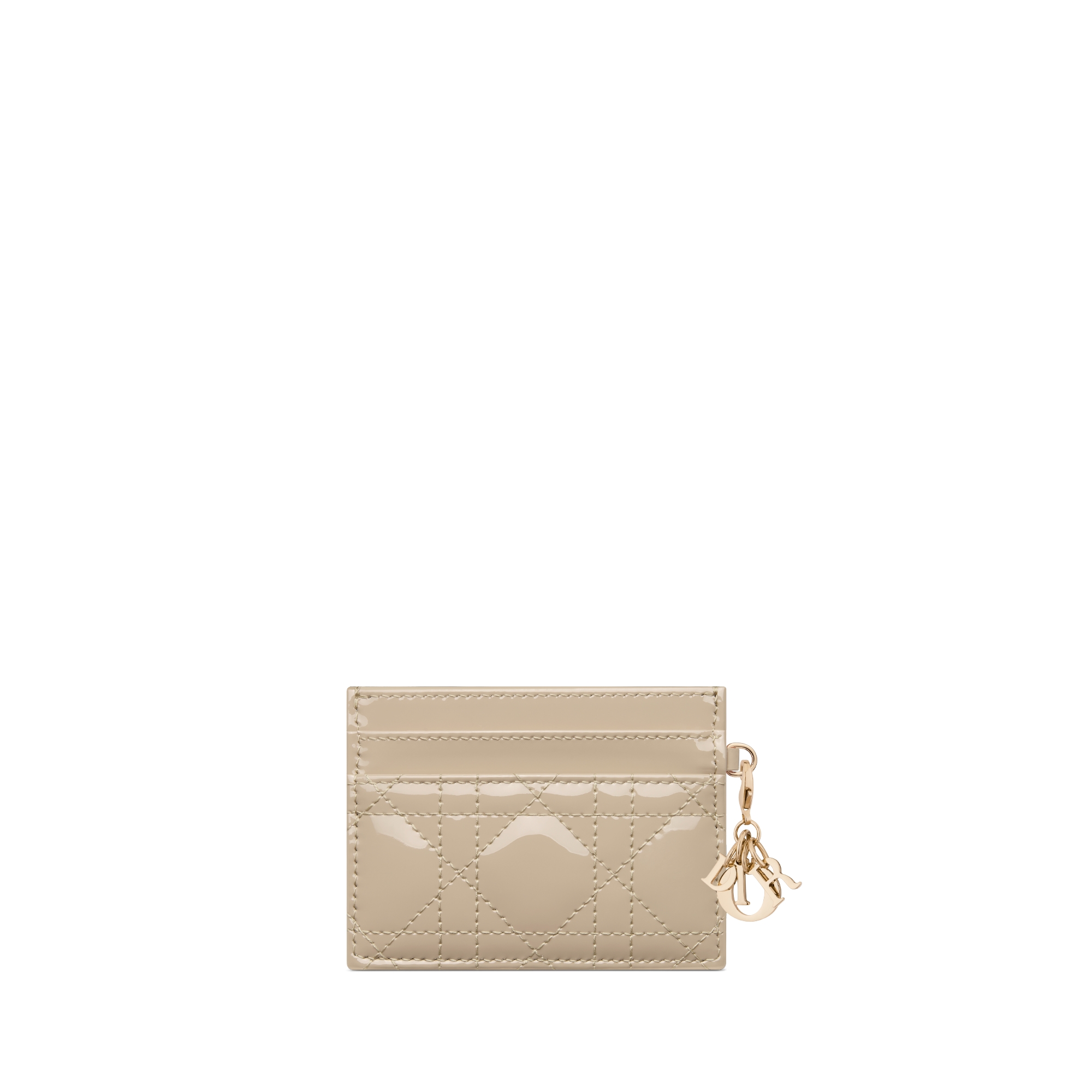 Lady Dior Freesia Card Holder Powder Beige Patent Cannage Calfskin | DIOR