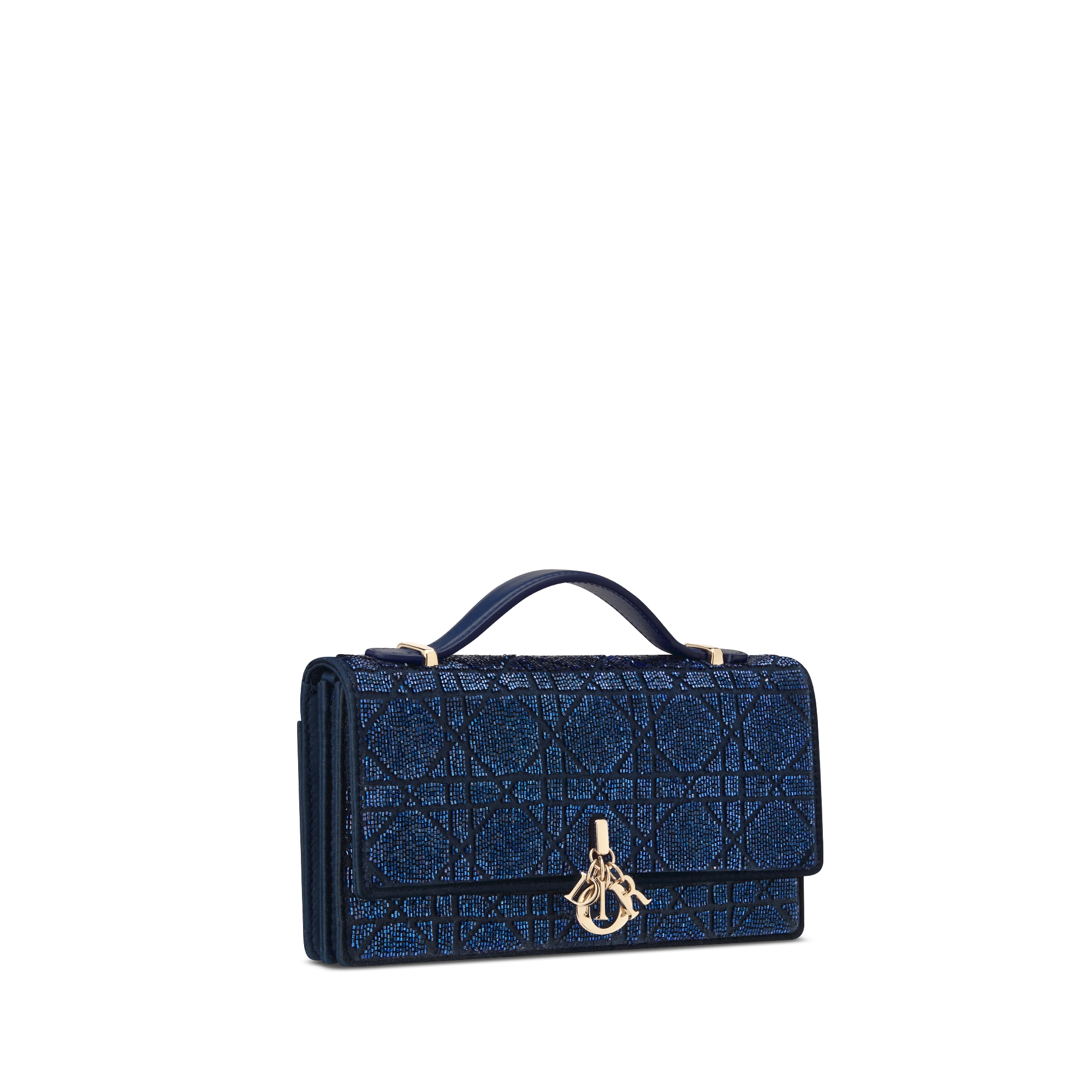 Dior Or My Dior Mini Bag Deep Ocean Blue Microbead-Embroidered Cotton ...