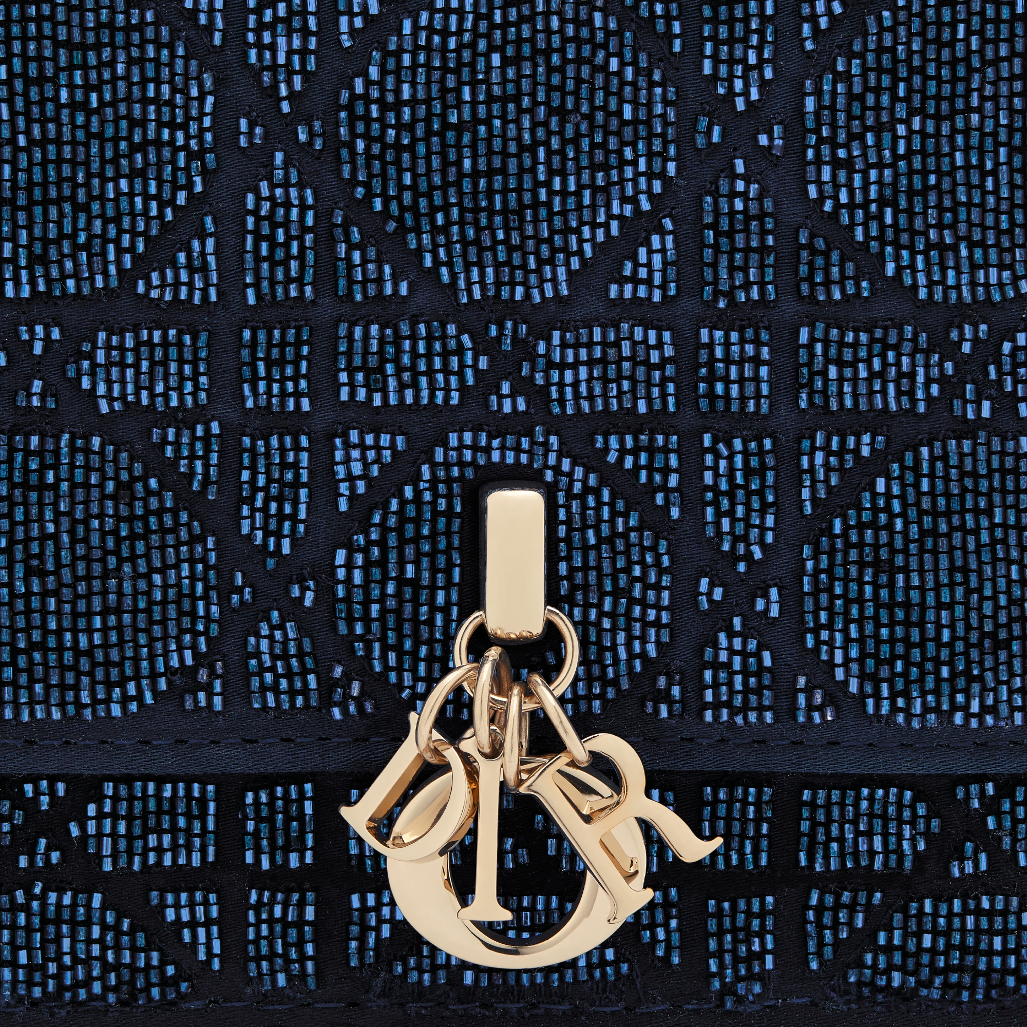 Dior Or My Dior Mini Bag Deep Ocean Blue Microbead-Embroidered Cotton ...