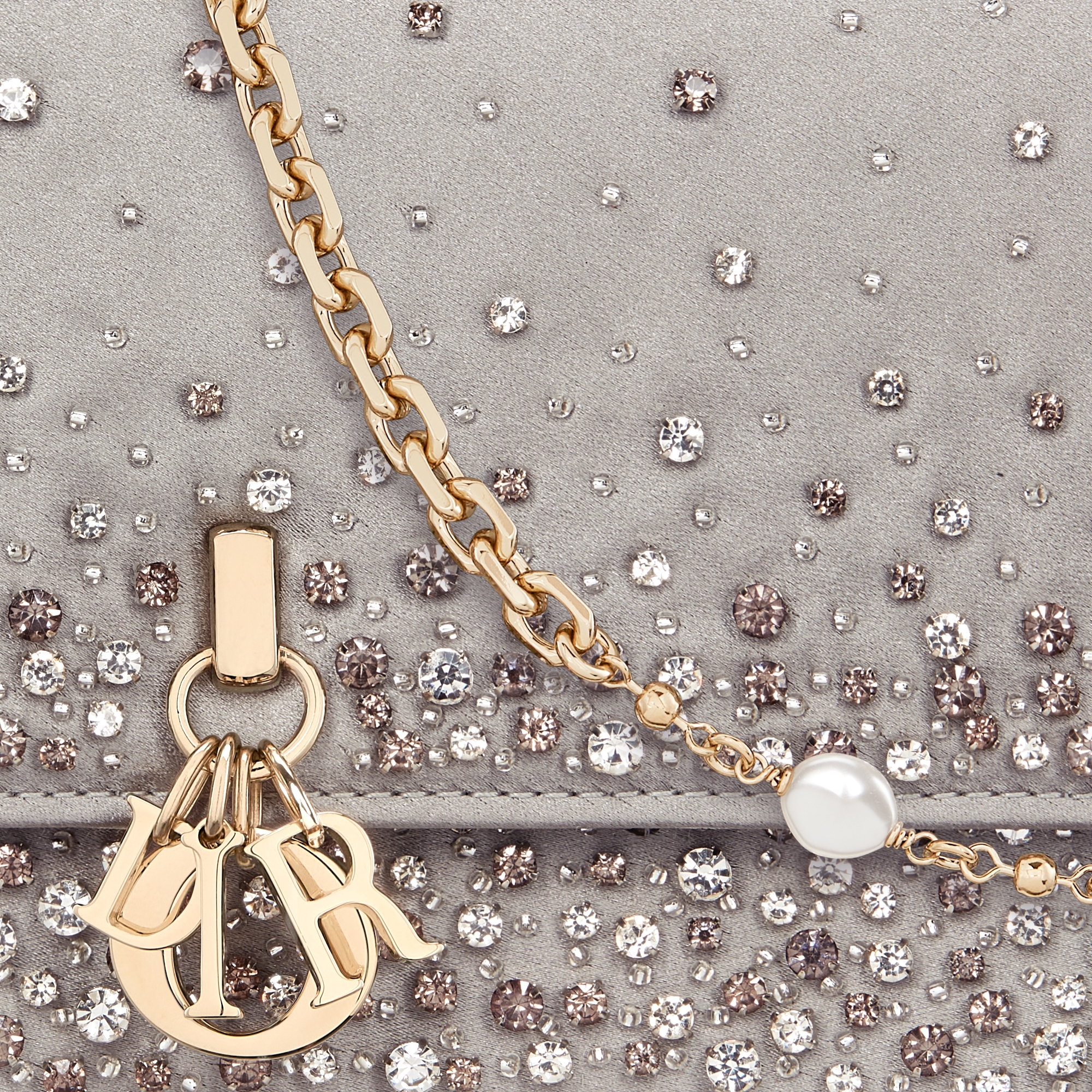 My Dior Mini Bag Gray Strass-Embroidered Satin | DIOR