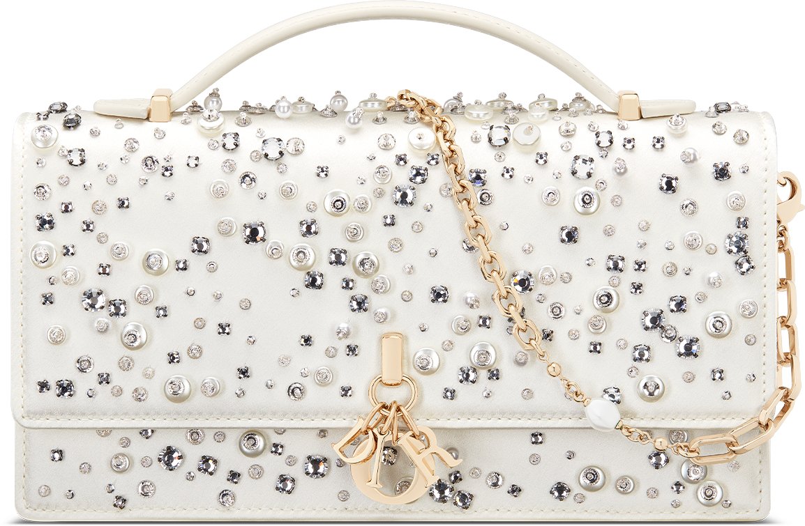 My Dior Mini Bag Latte Satin Embroidered with Beads | DIOR
