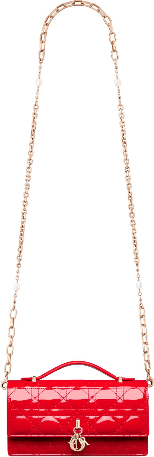 Mini sac My Dior Cuir de veau Cannage verni rouge vif | DIOR