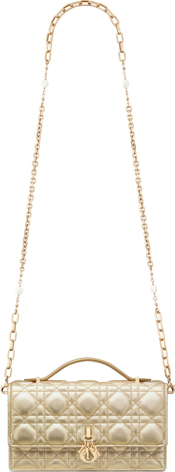 Minibolso My Dior Piel de becerro Cannage dorado metalizado | DIOR