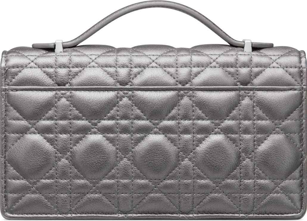 My Dior Mini Bag Metallic Silver-Tone Cannage Calfskin | DIOR