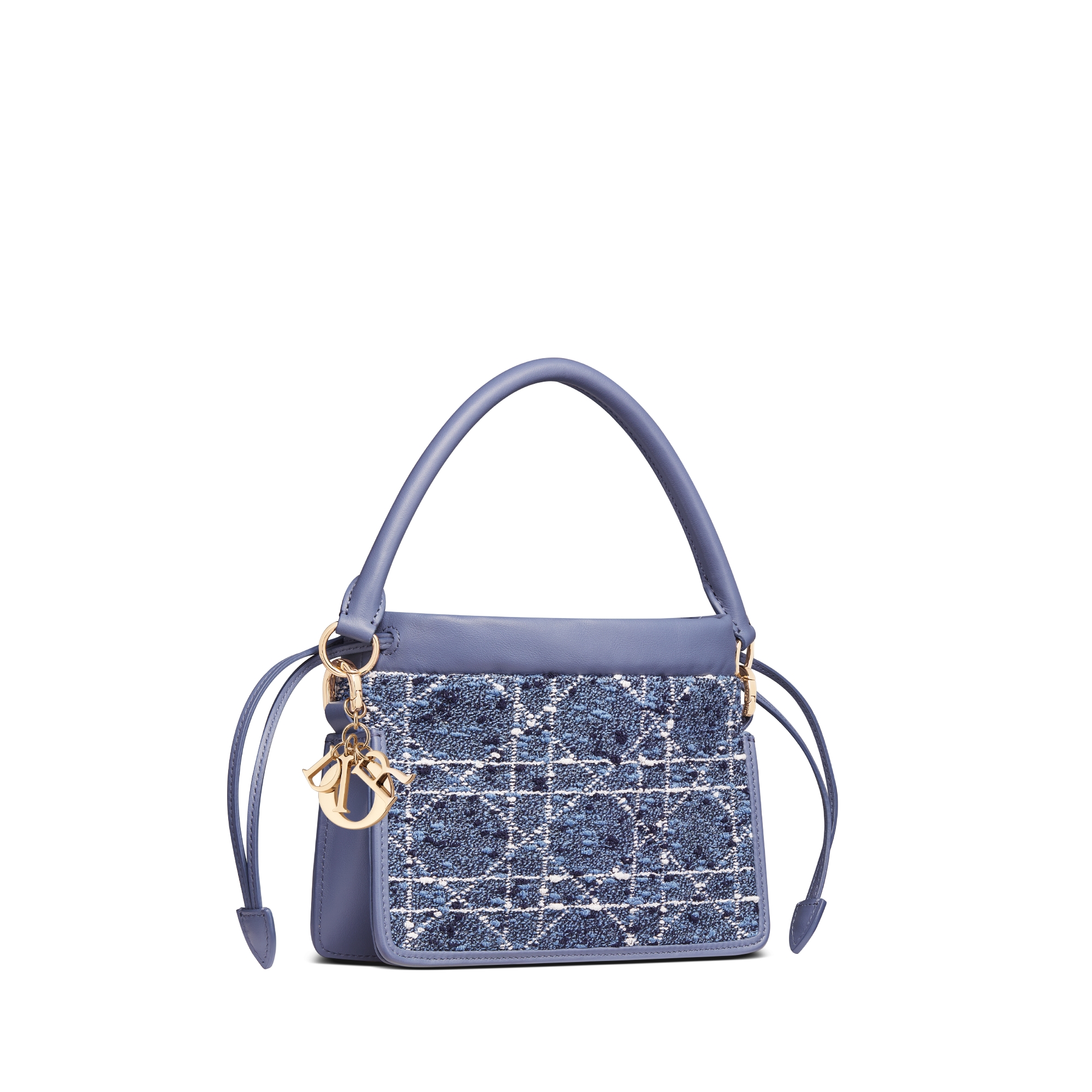 Lady Dior Milly Mini Bag Denim Blue Tweed with White Cannage Motif | DIOR