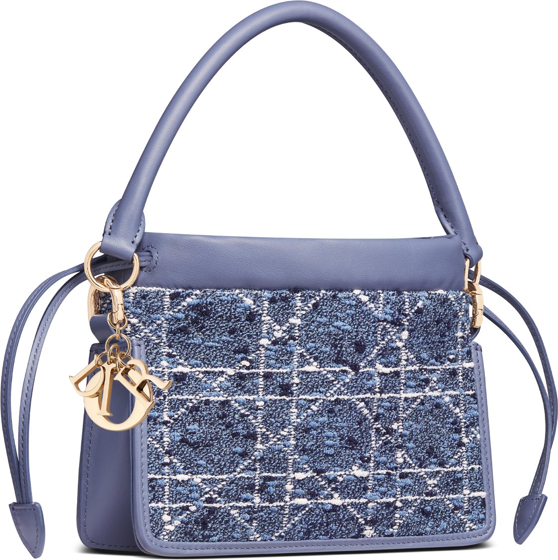 กระเป๋า Mini Lady Dior Milly ผ้าทวีดสีน้ำเงินเดนิมแต่งลวดลาย Cannage สี ...