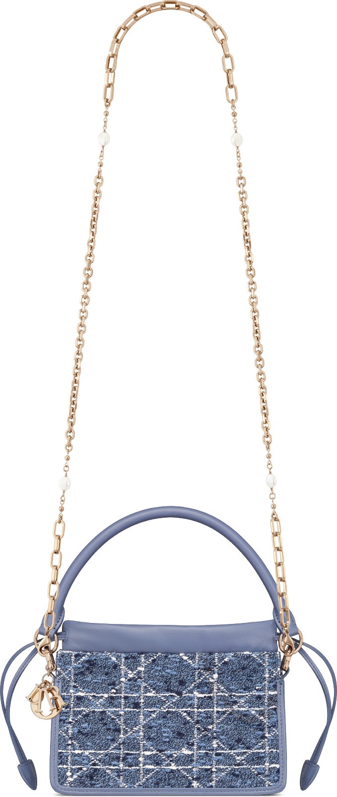 Lady Dior Milly Mini Bag Denim Blue Tweed with White Cannage Motif | DIOR