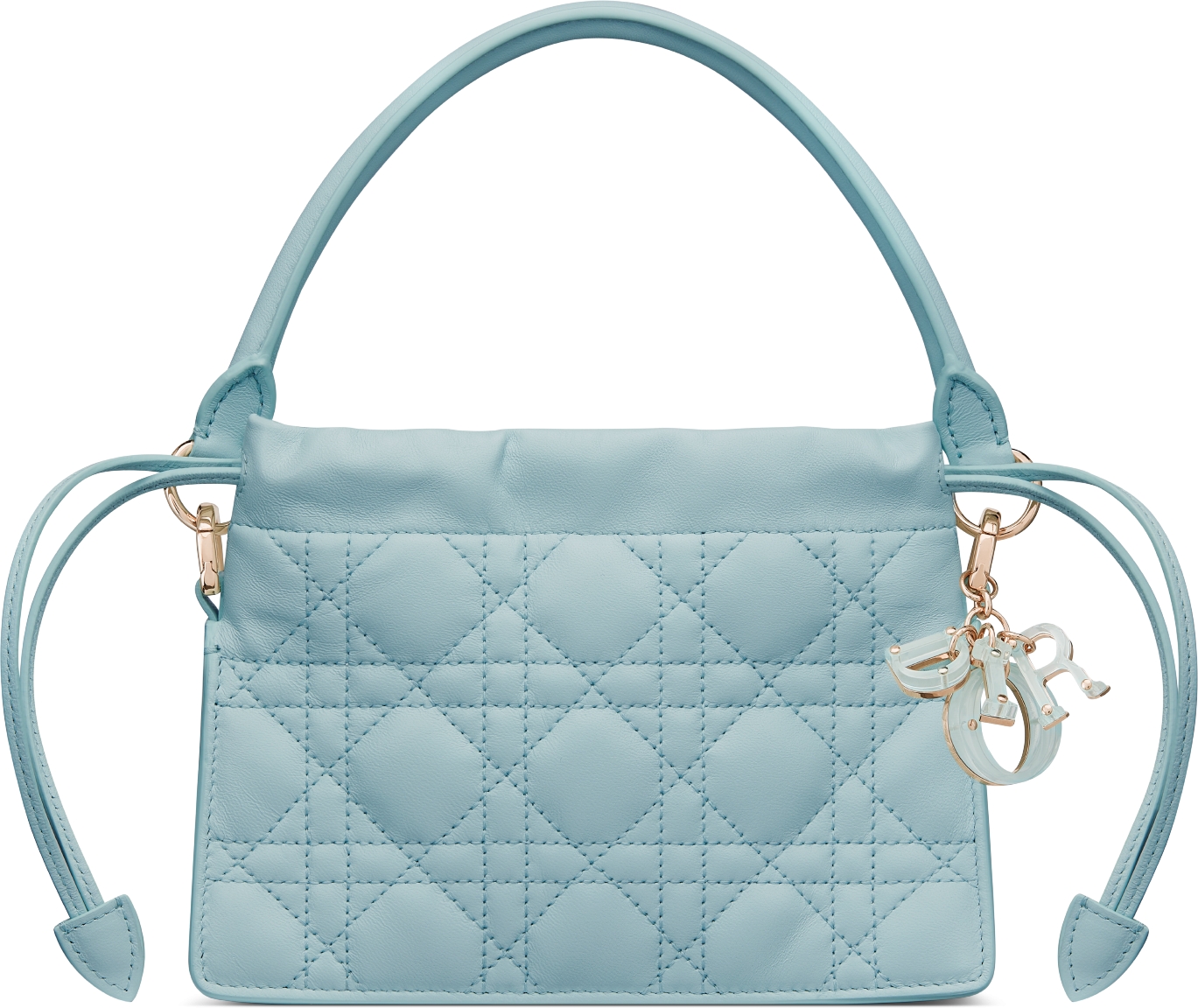 กระเป๋า Mini Lady Dior Milly หนังแกะลาย Cannage สีฟ้าเซเลสต์ | DIOR