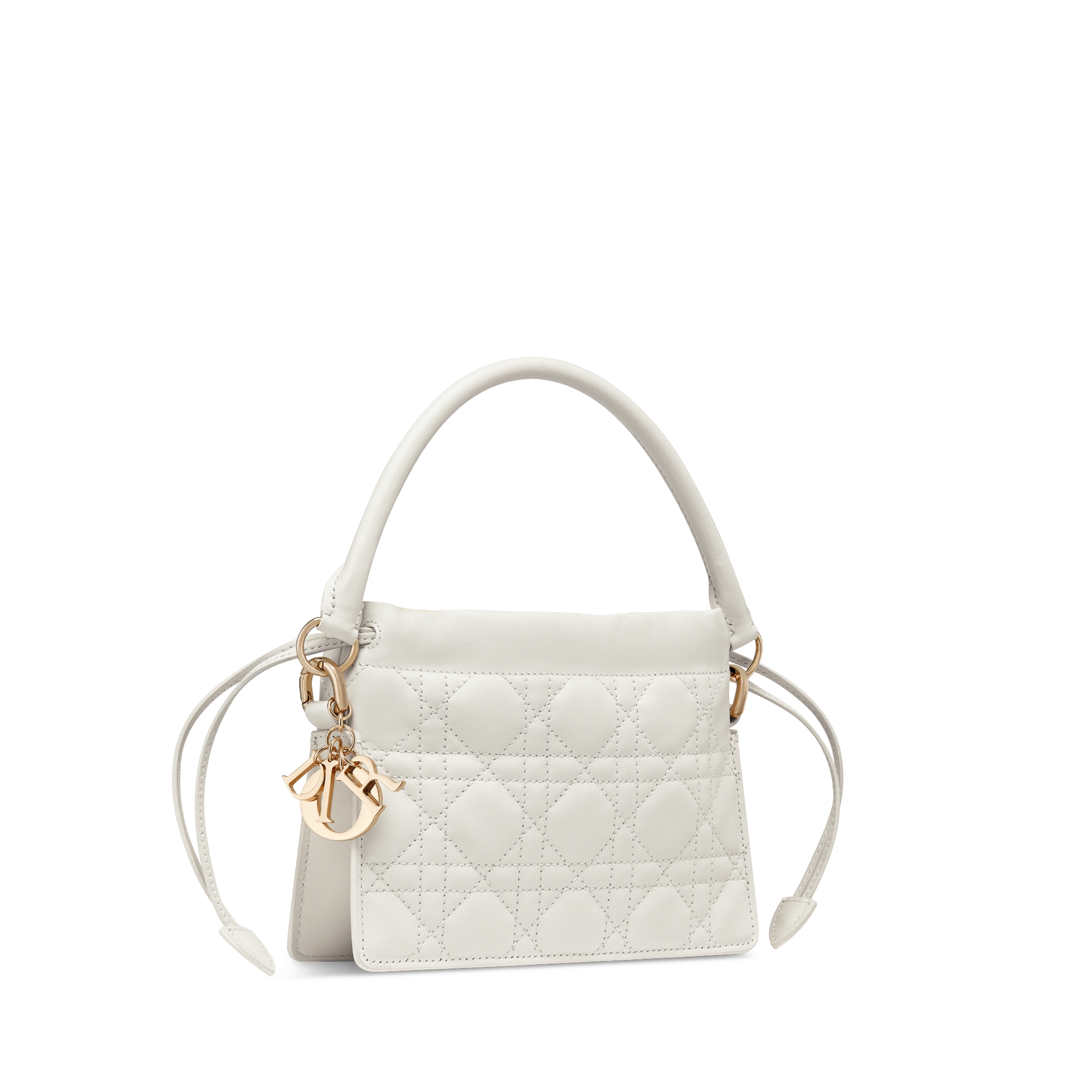 Lady Dior Milly 迷你包款 奶白色 Cannage 籐格紋羊皮 | DIOR