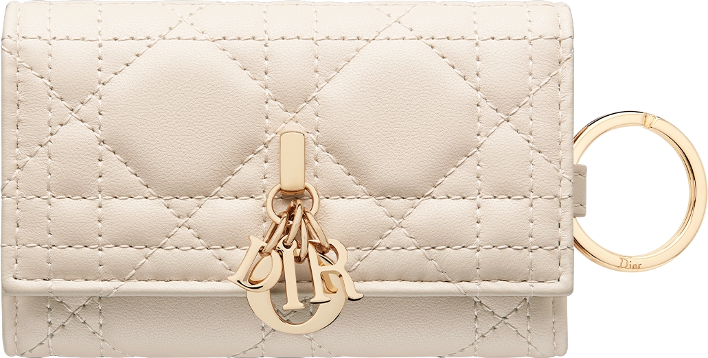 My Dior Aster Key Case Dusty Ivory Cannage Lambskin | DIOR
