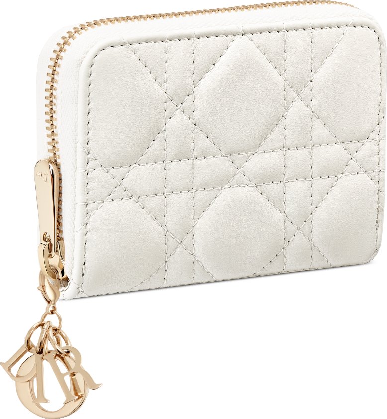 Small Lady Dior Voyageur Coin Purse Latte Cannage Lambskin | DIOR