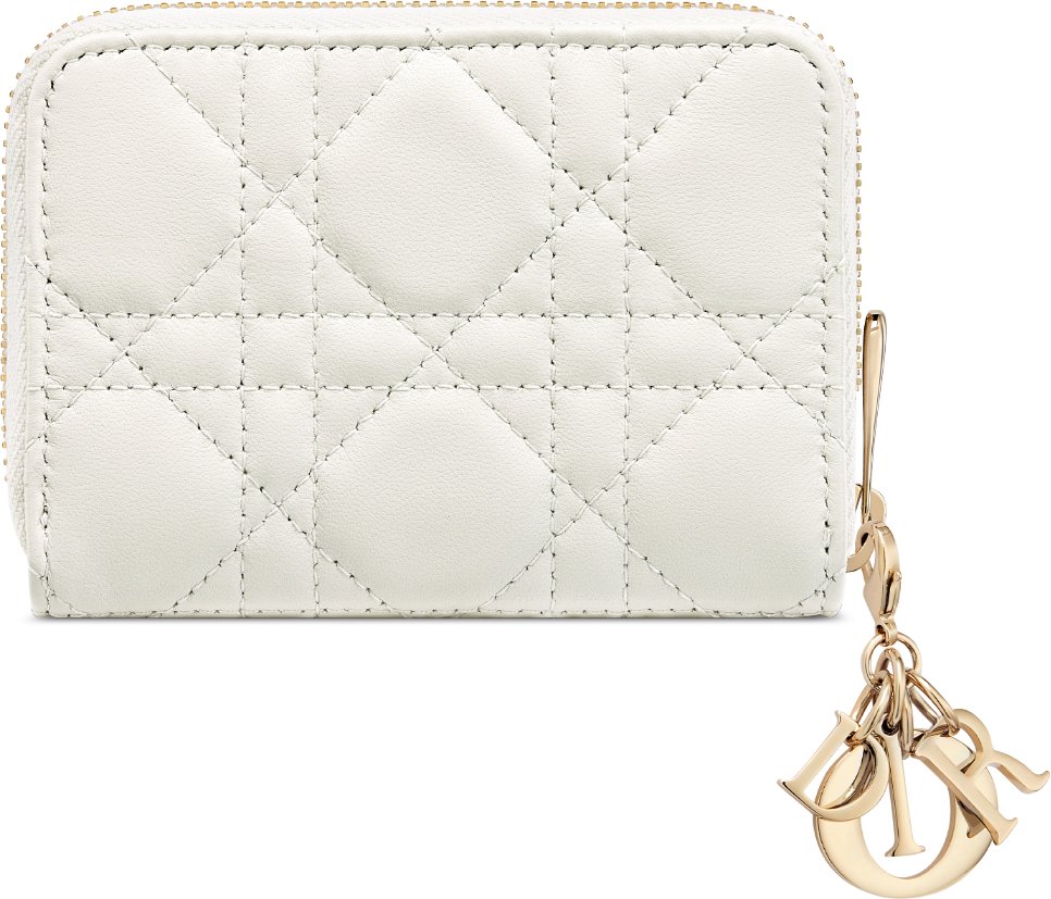 Small Lady Dior Voyageur Coin Purse Latte Cannage Lambskin | DIOR