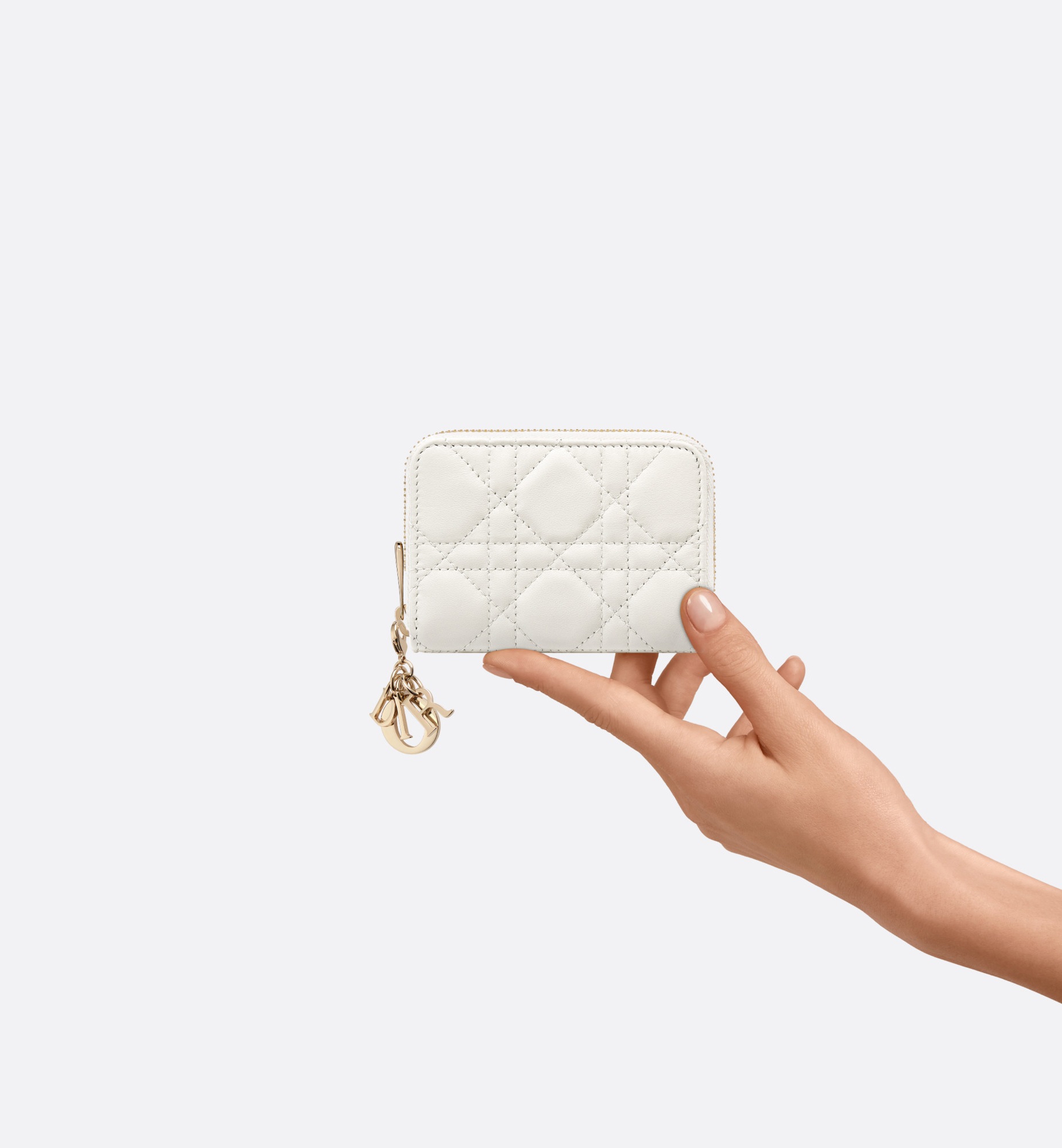 Small Lady Dior Voyageur Coin Purse Latte Cannage Lambskin | DIOR