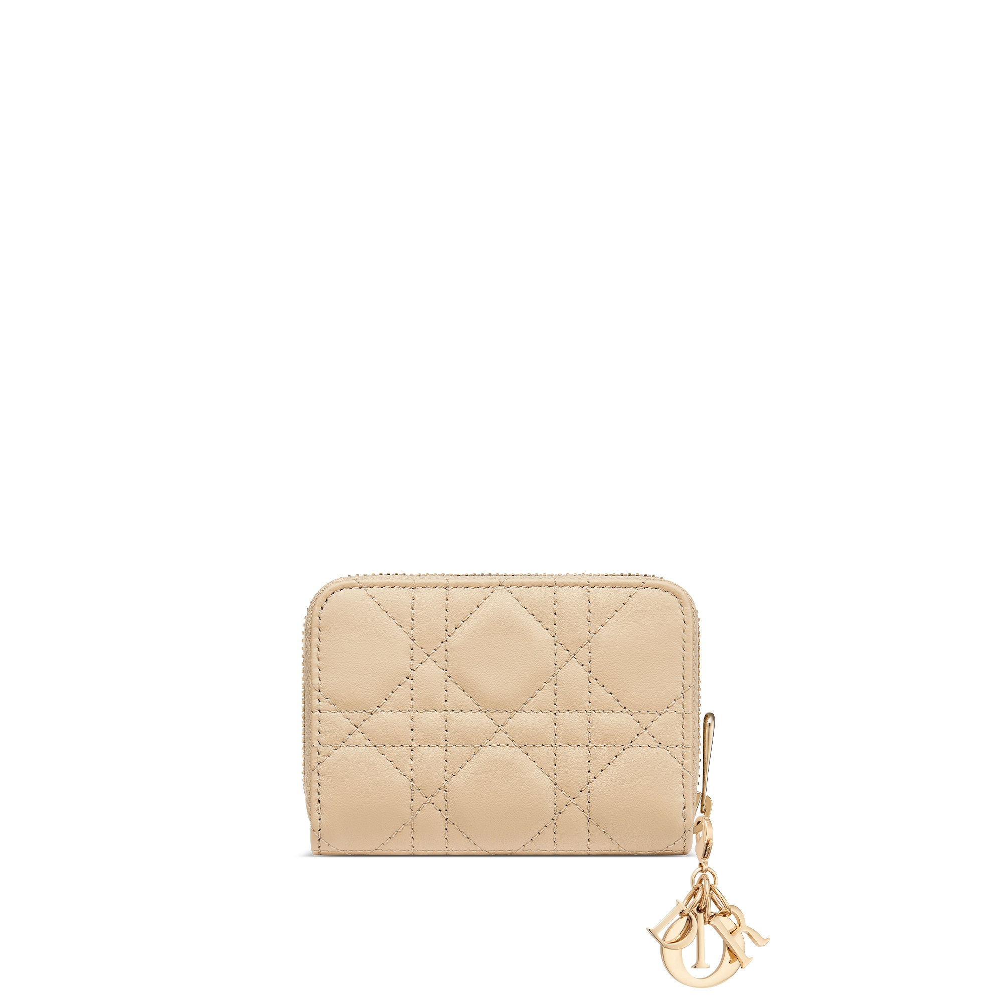 Small Lady Dior Voyageur Coin Purse Sand-Colored Cannage Lambskin | DIOR