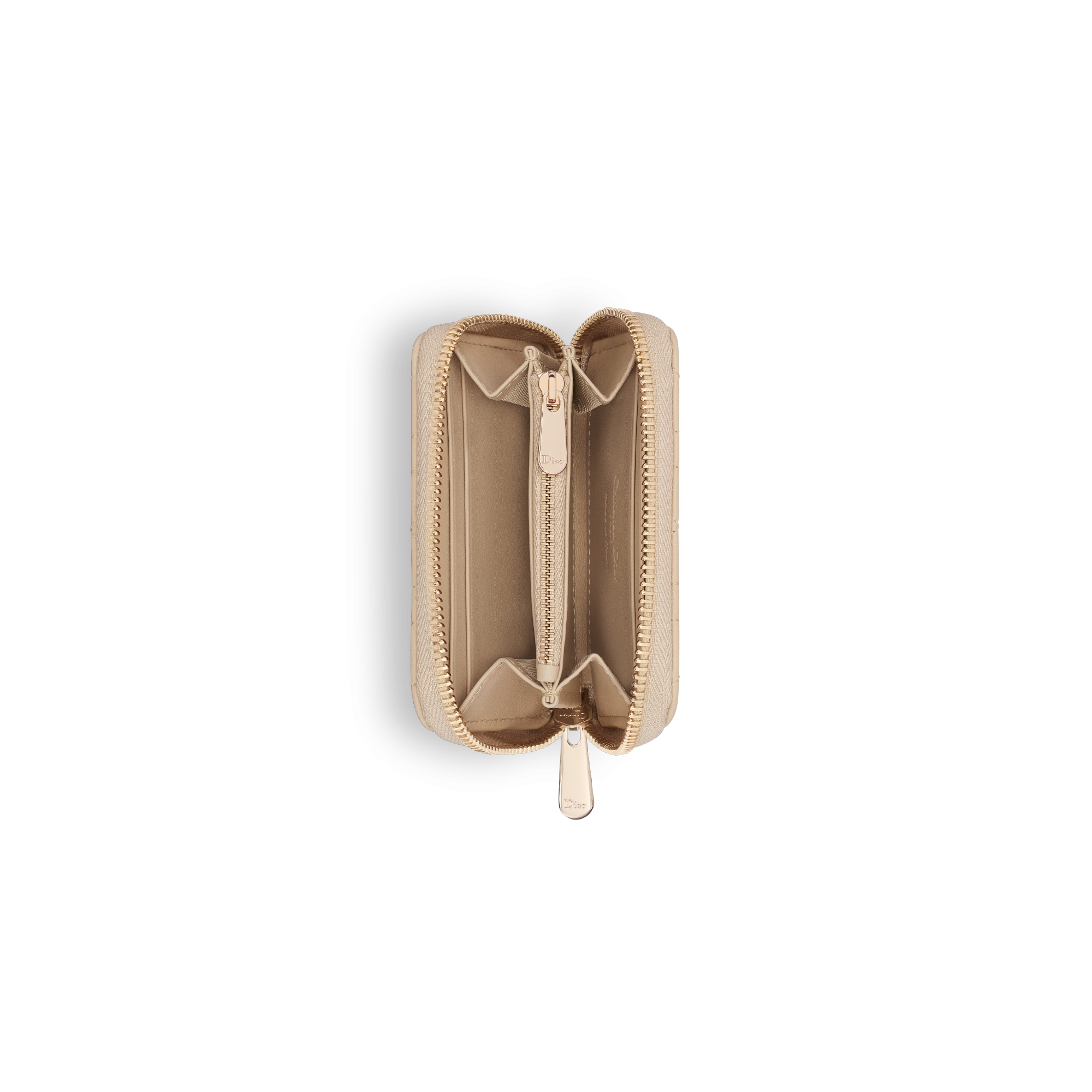 Small Lady Dior Voyageur Coin Purse Powder Beige Cannage Lambskin | DIOR