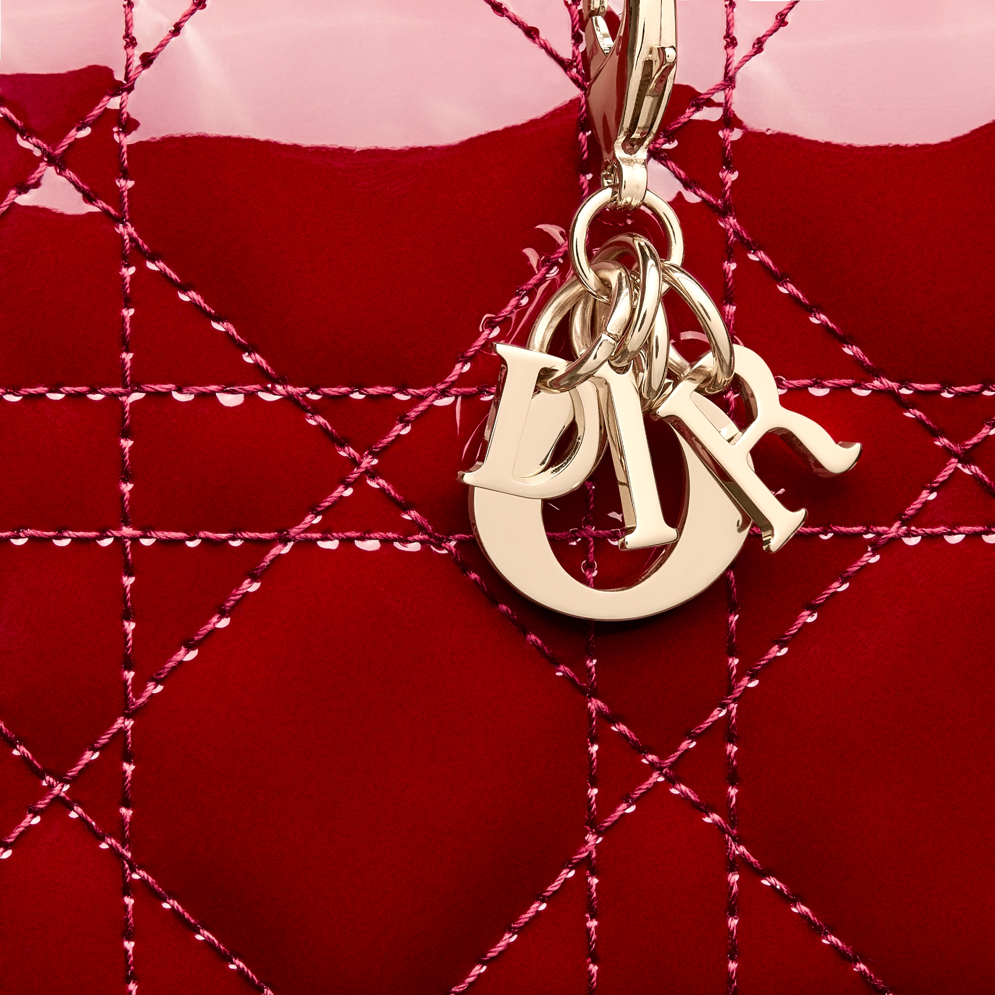 Small Lady Dior Voyageur Coin Purse Cherry Red Patent Cannage Calfskin ...