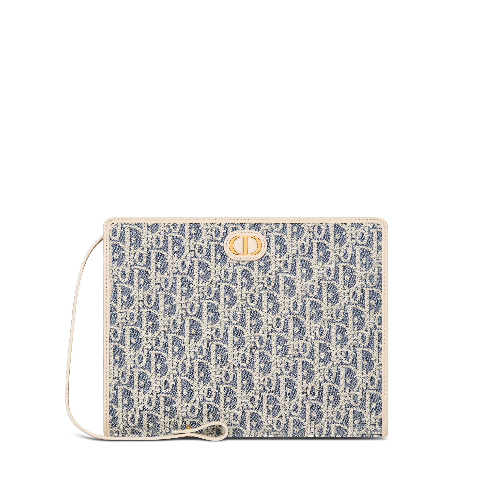 30 Montaigne Dea Pouch Blue Dior Oblique Chambray with Raffia Effect ...