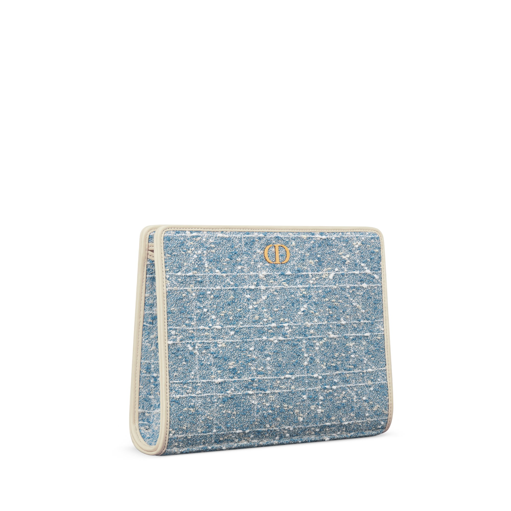 30 Montaigne Dea Pouch Celestial Blue Tweed with White Cannage Motif | DIOR