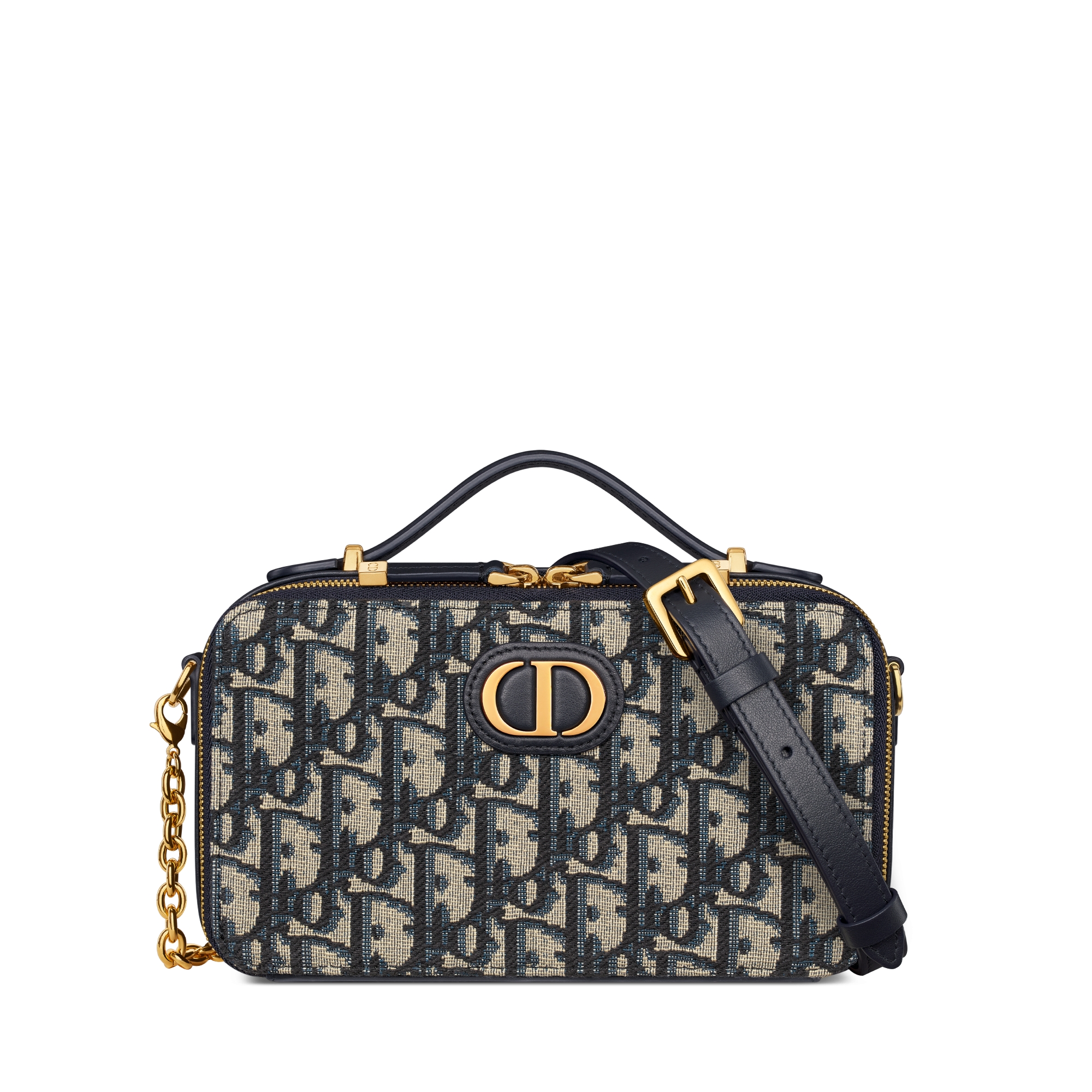 30 Montaigne East-West Top Handle Box Bag Blue Dior Oblique Jacquard | DIOR