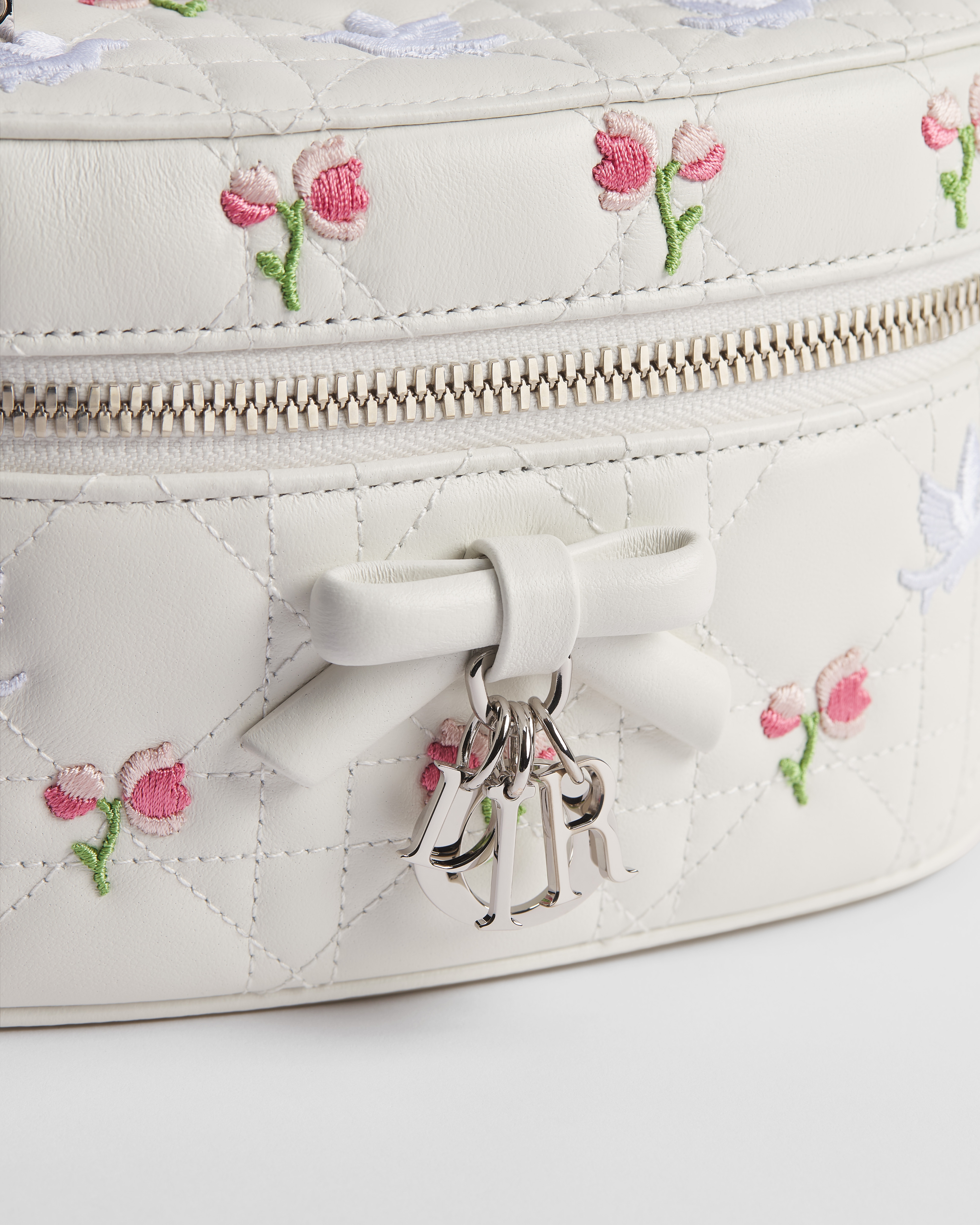 Dioramour Mini Vanity Case White Cannage Lambskin Embroidered with ...