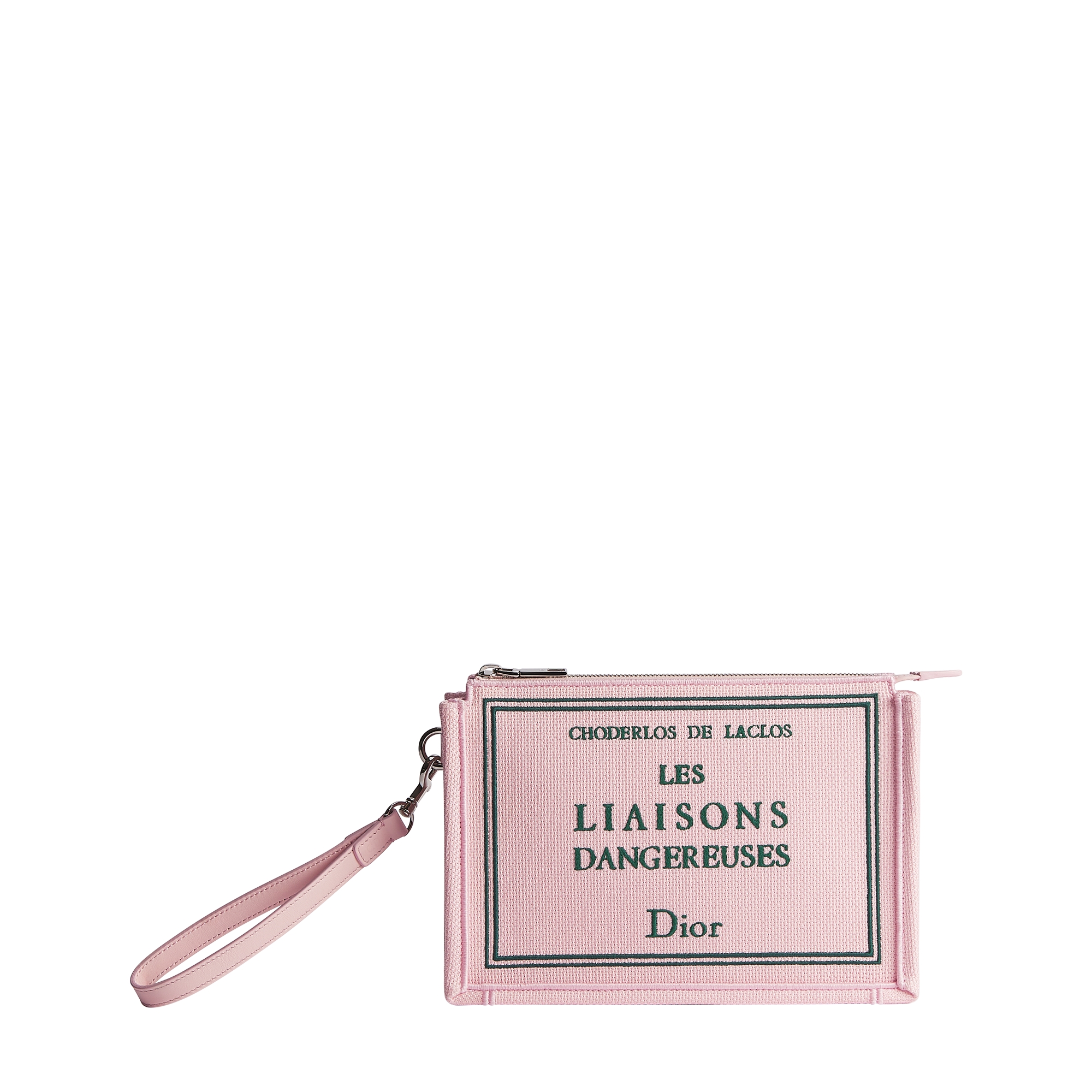 A5 Triangle Pouch Pink and Green Book Cover Embroidery | DIOR