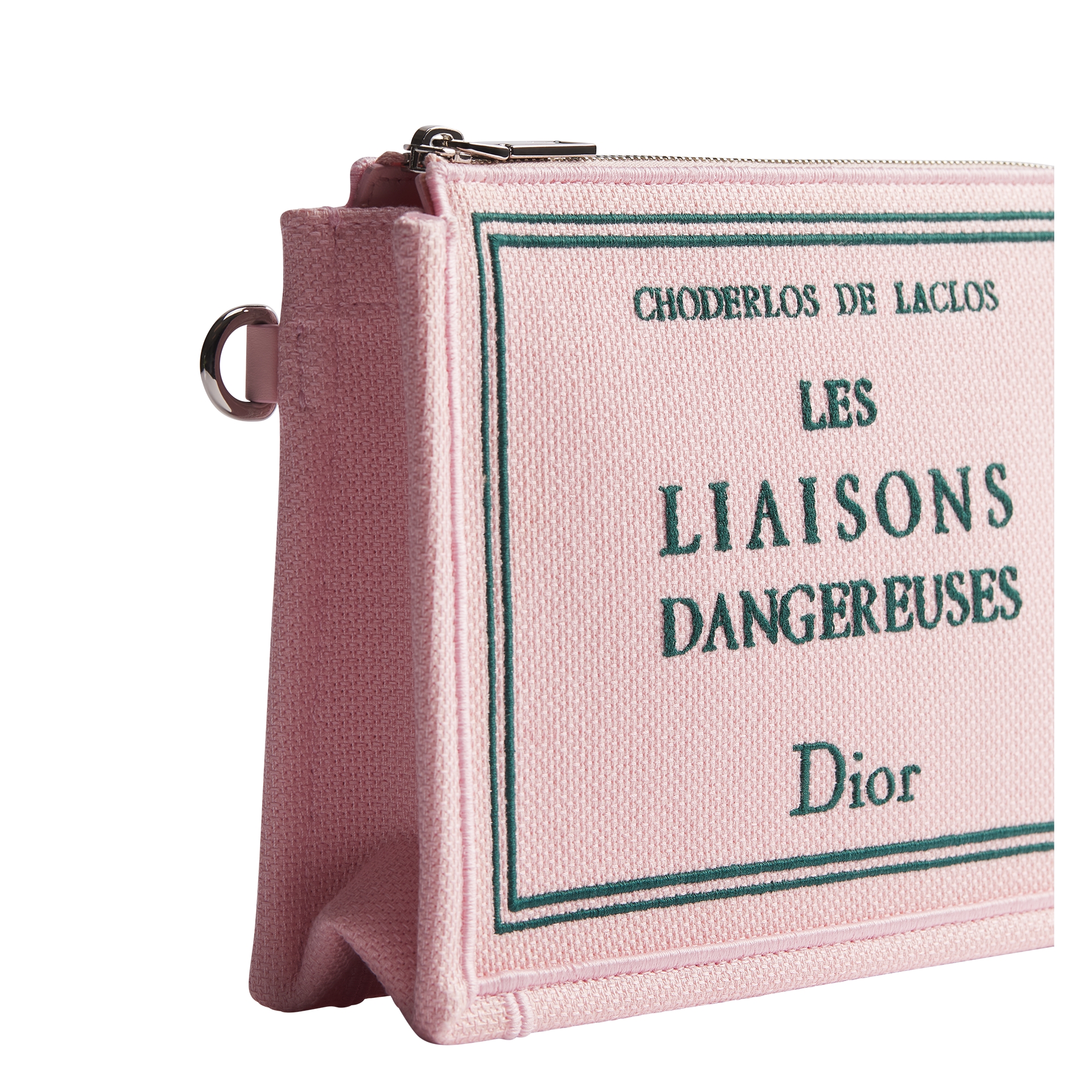 A5 Triangle Pouch Pink and Green Book Cover Embroidery | DIOR
