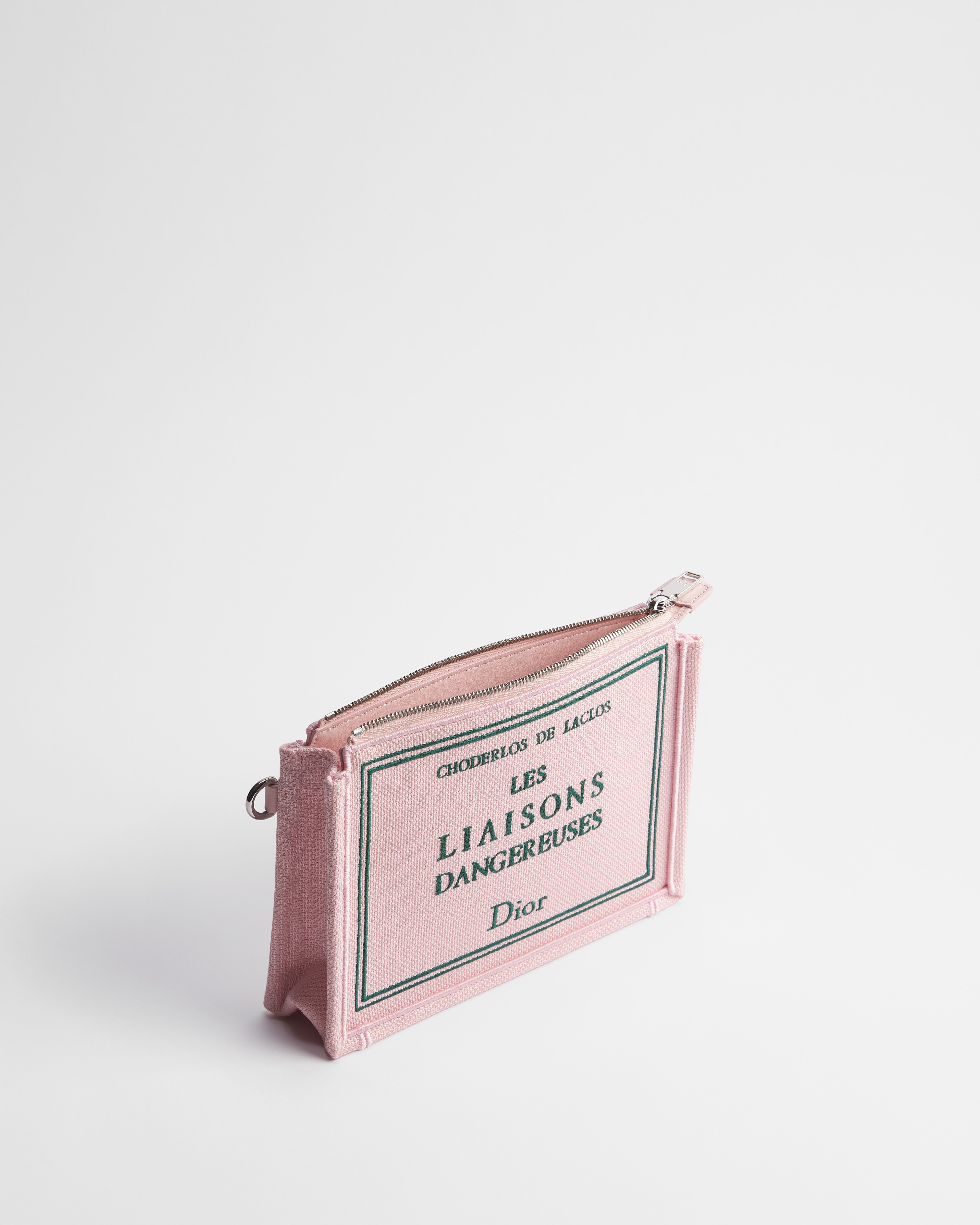 A5 Triangle Pouch Pink and Green Book Cover Embroidery | DIOR