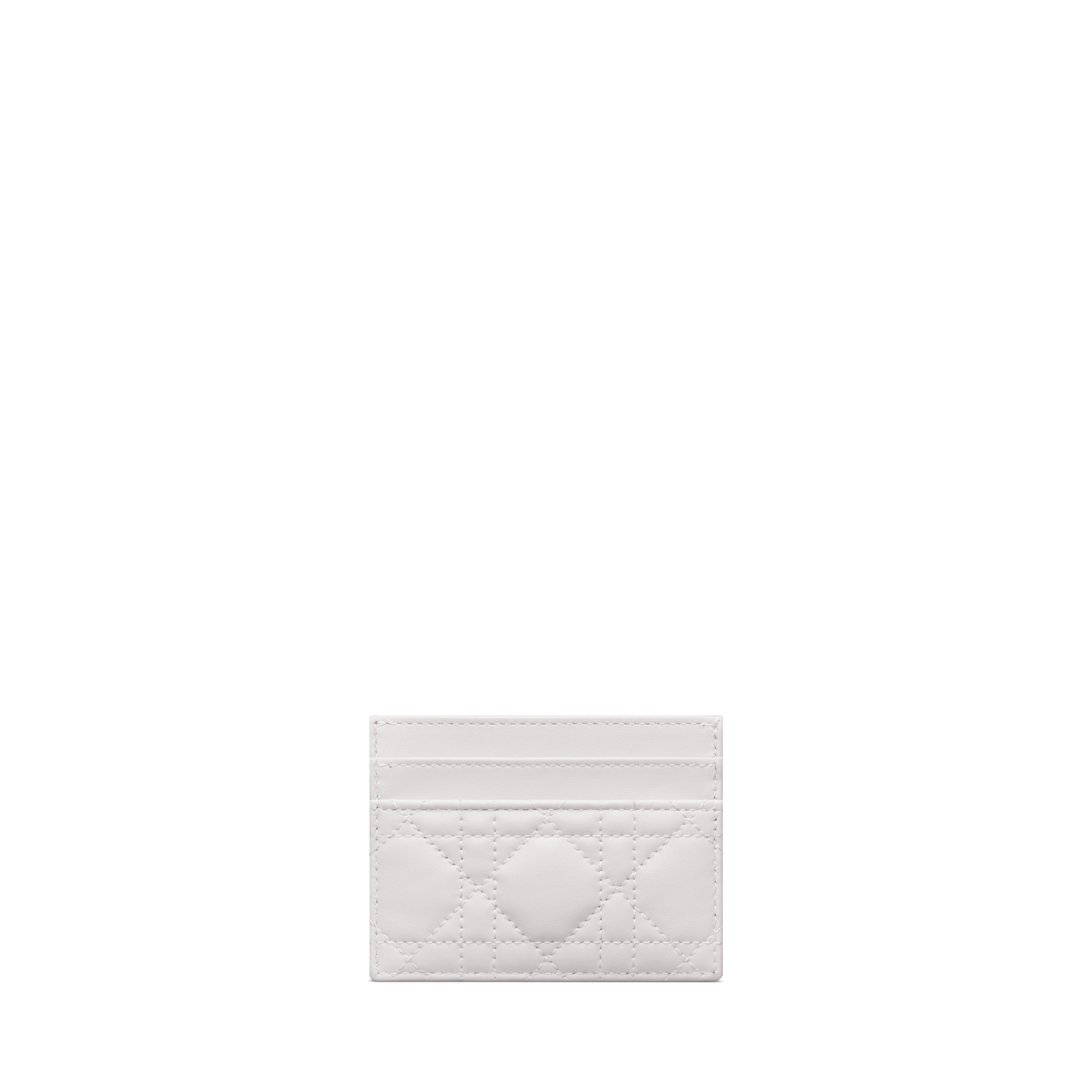Dior Jolie Freesia Card Holder Soft Gray Cannage Lambskin | DIOR