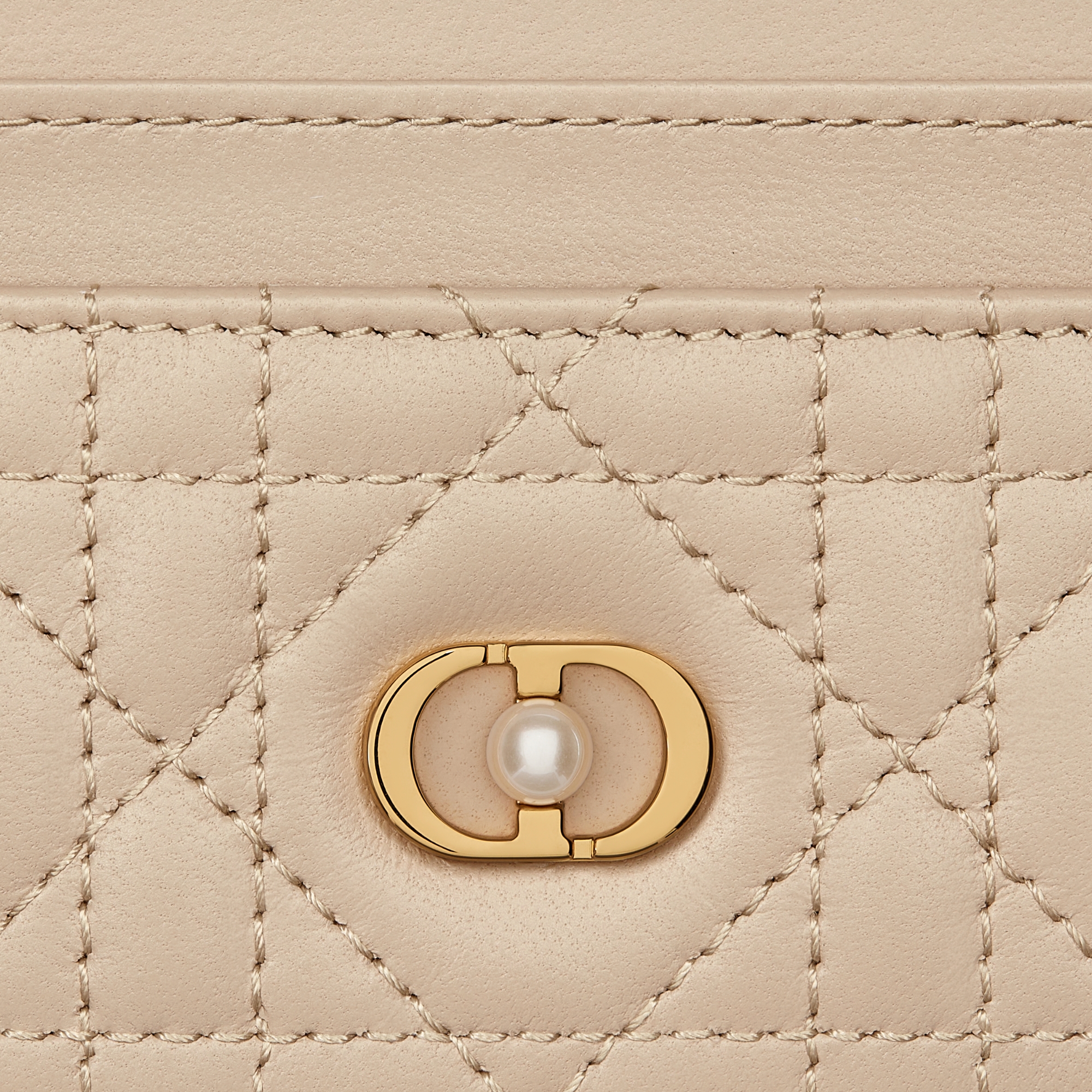 Dior Jolie Freesia Card Holder Powder Beige Cannage Lambskin | DIOR