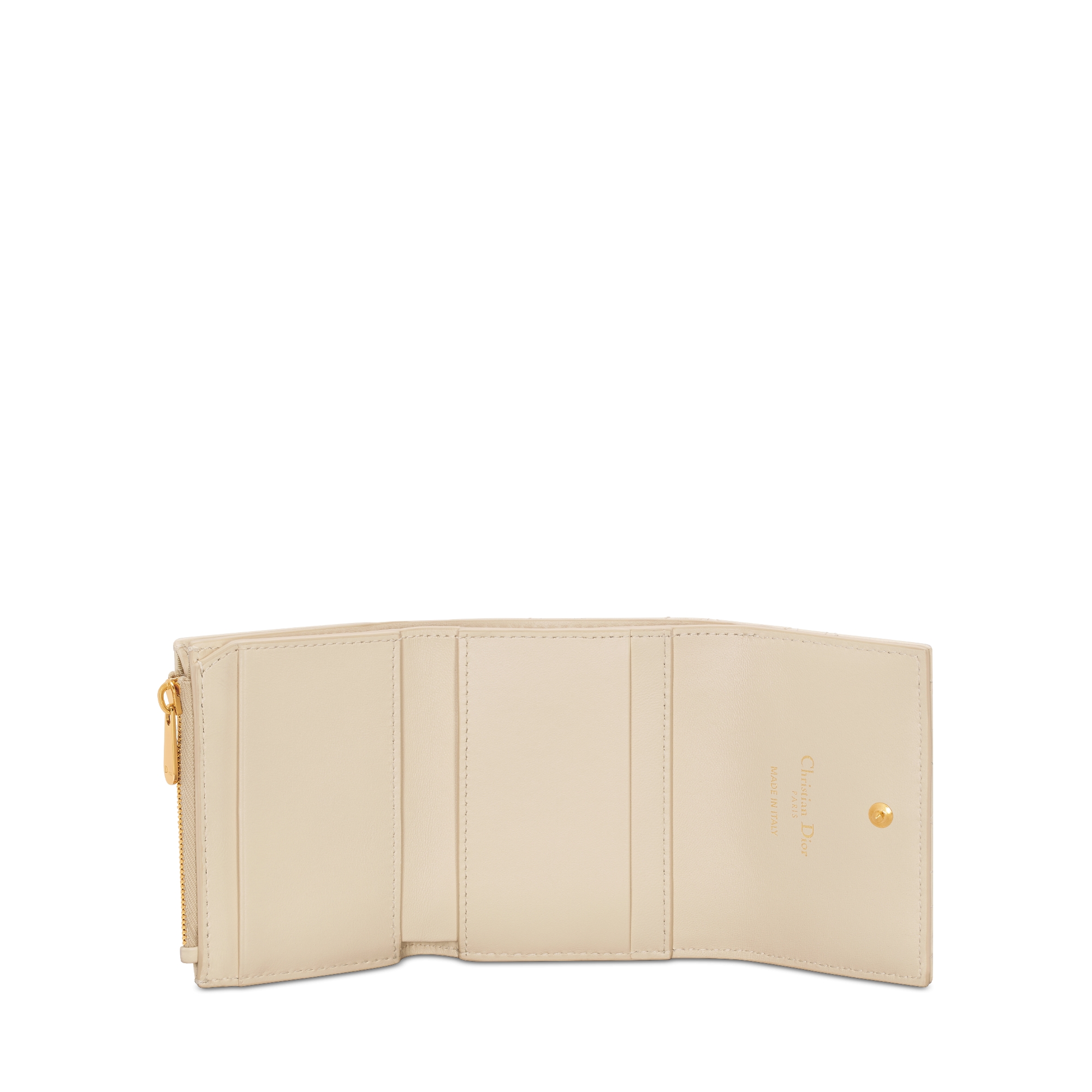 Dior Jolie Hibiscus Wallet Light Ivory Cannage Lambskin | DIOR