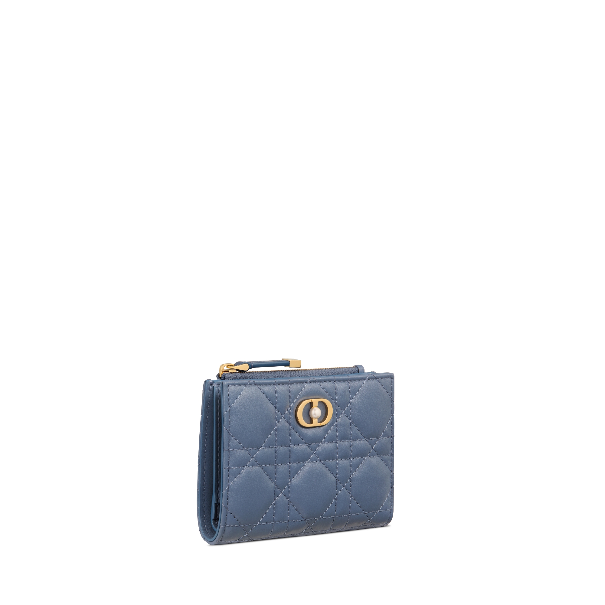 Dior Jolie Dahlia Wallet Denim Blue Cannage Lambskin | DIOR