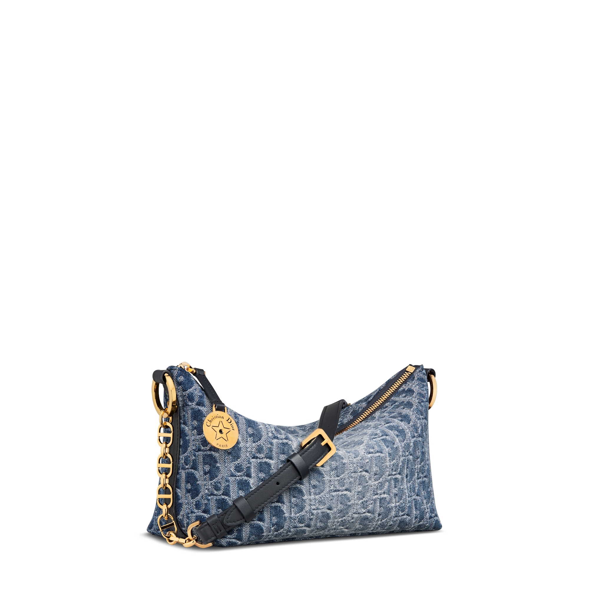 Diorstar Hobo Bag with Chain Blue Denim Dior Oblique Jacquard | DIOR