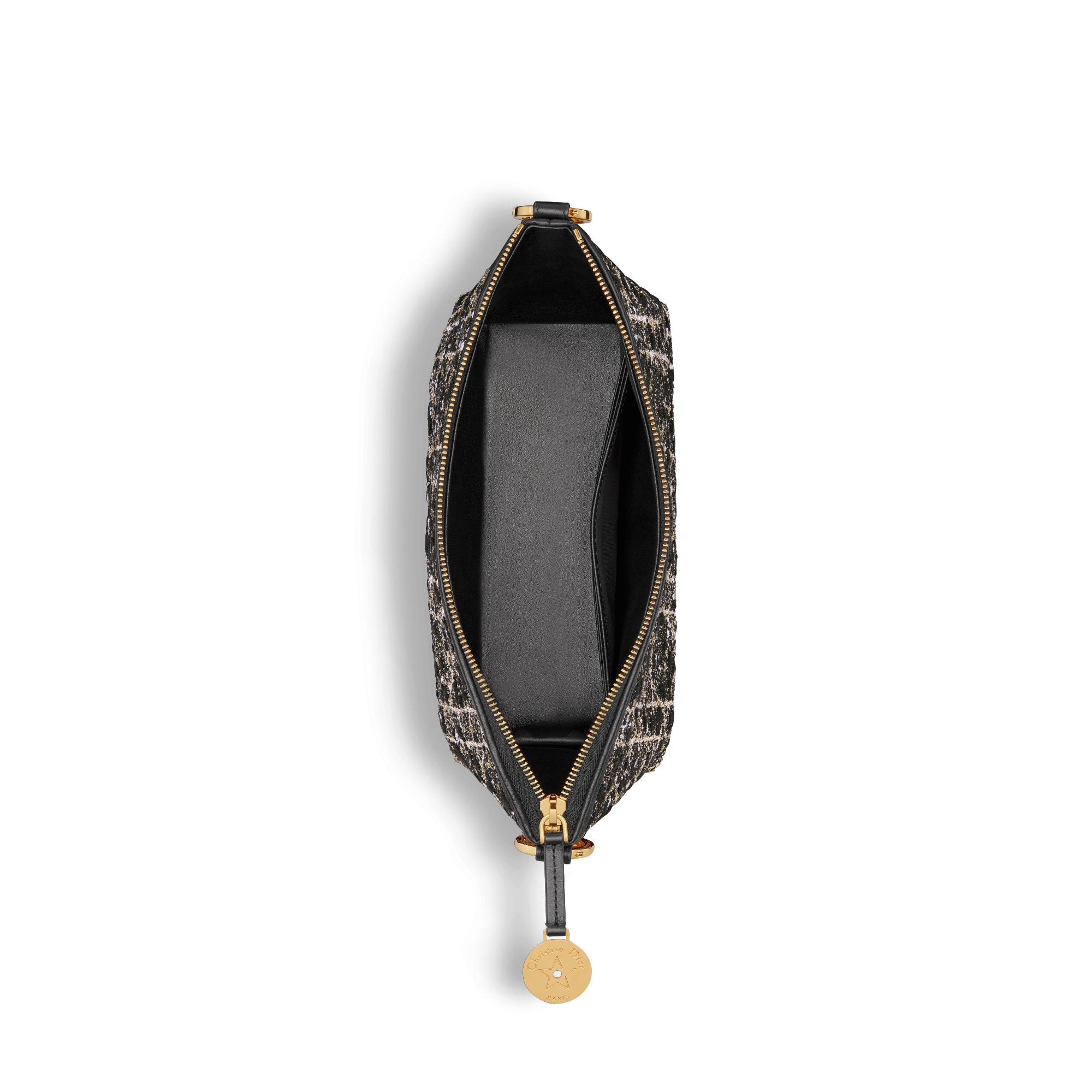 Diorstar Hobo Bag with Chain Black Tweed with Cannage Motif in Gold ...